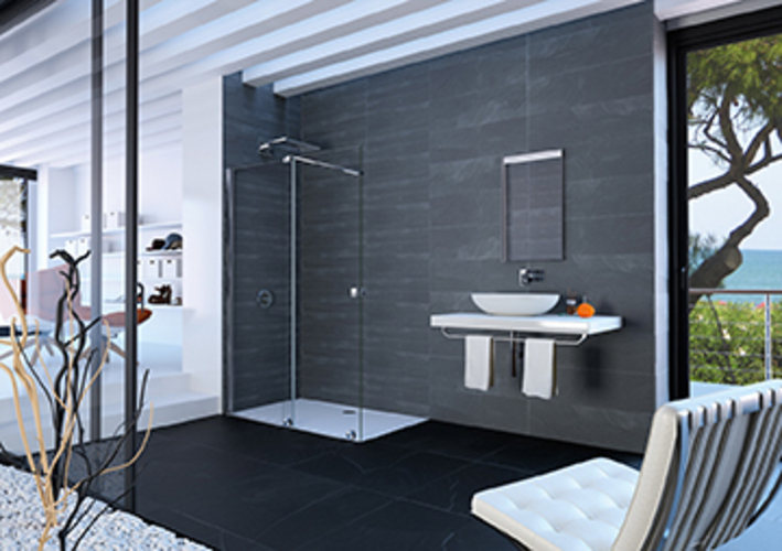 Puerta corredera HÜPPE Xtensa pure Walk-In una sola pieza, con segmento ...