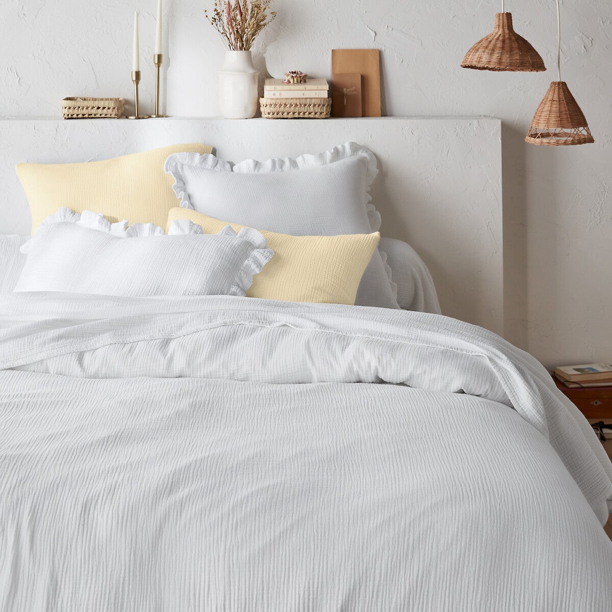 Housse de couette unie en gaze de coton, Kumla - Blanc - 240 x 220 cm ...