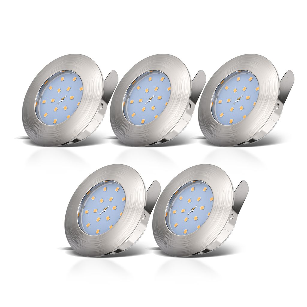 B.K.Licht lot de 5 spots LED encastrables IP44 ultra-plat dimmable spéciale salle de bain ...