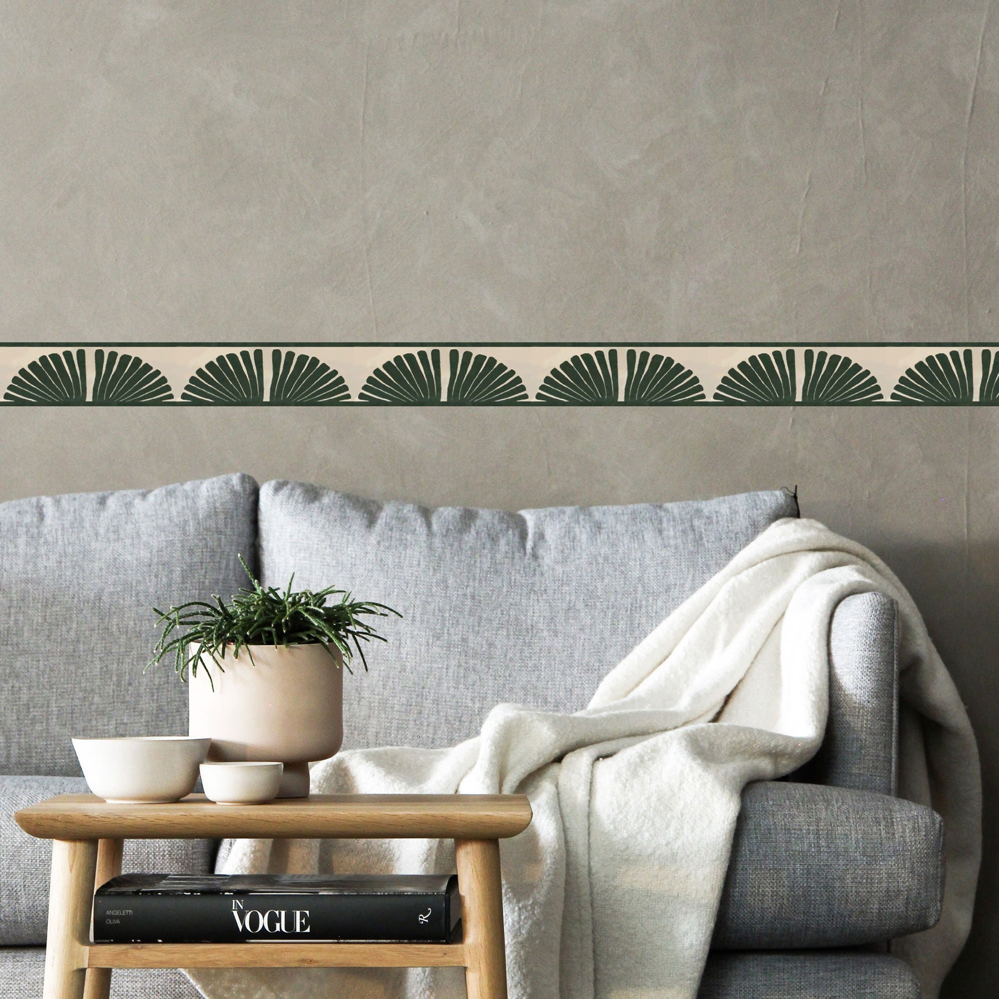 Frise décorative adhésive, motif africain vert, sur fond beige ...