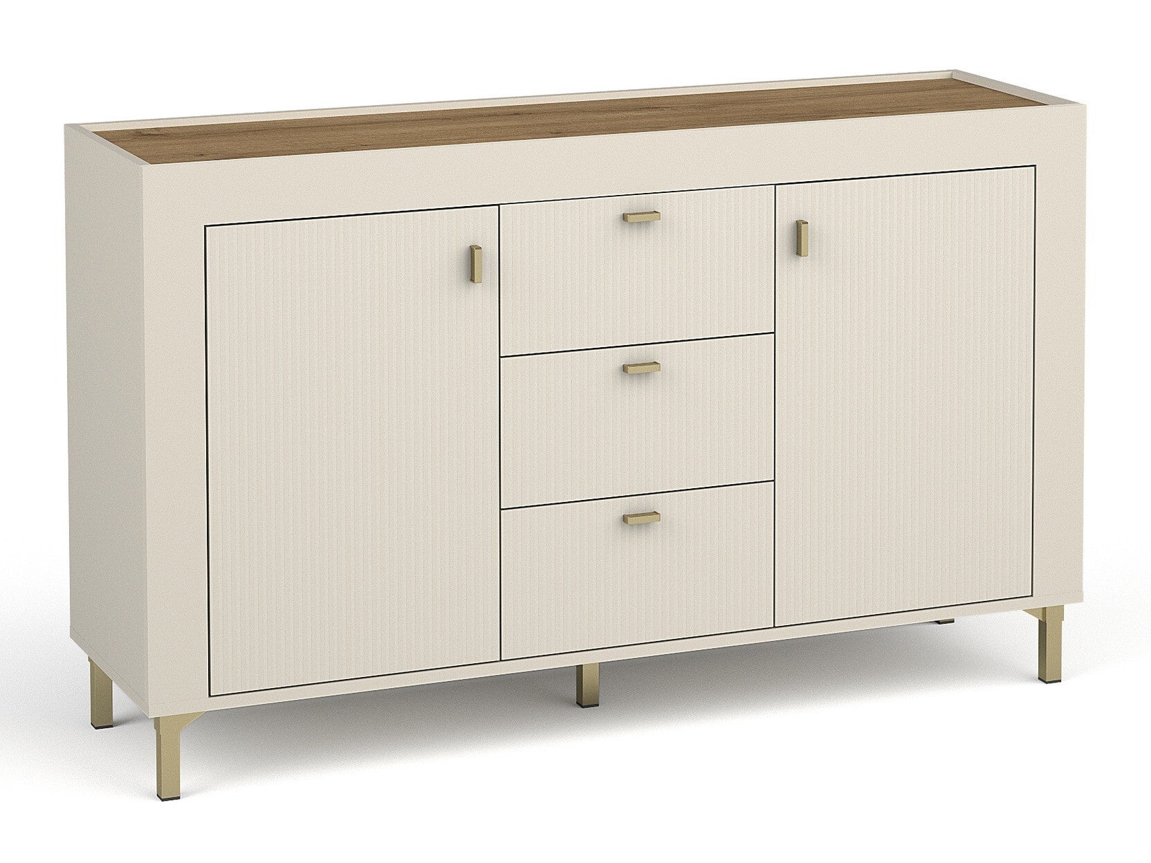 Commode Mormavu 103, Cachemire, Chêne, Tiroirs et portes, 84x138x40cm ...