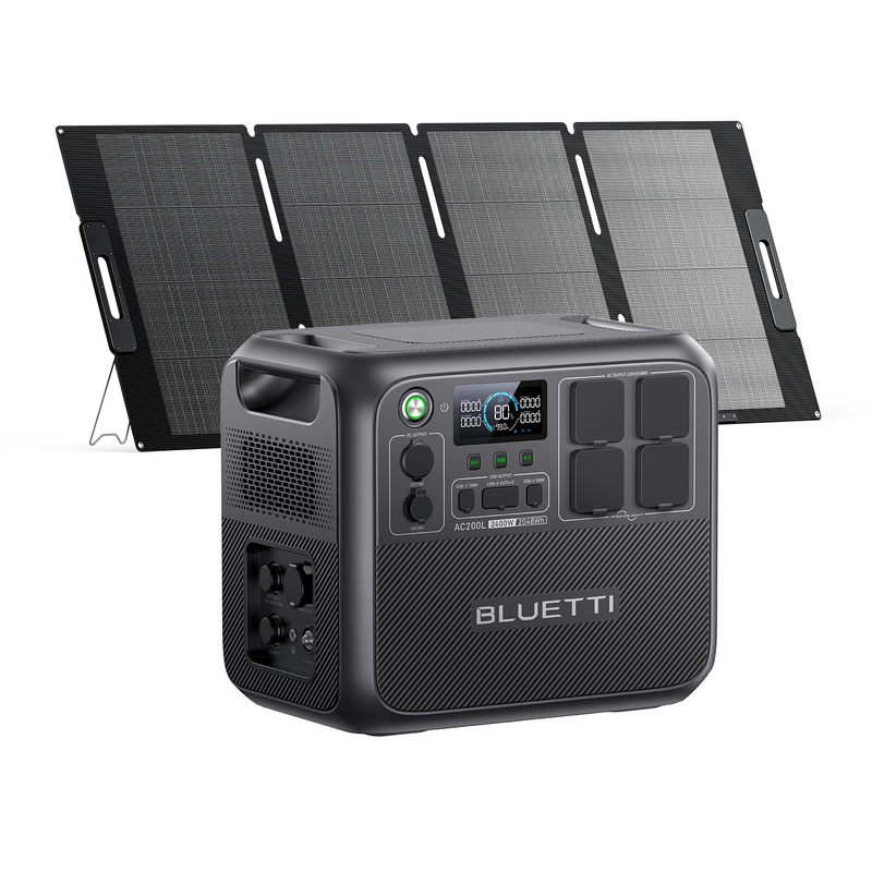 BLUETTI Générateur Électrique Portable AC200L (2400W/2048Wh) avec Panneau Solaire MP200 (200W ...