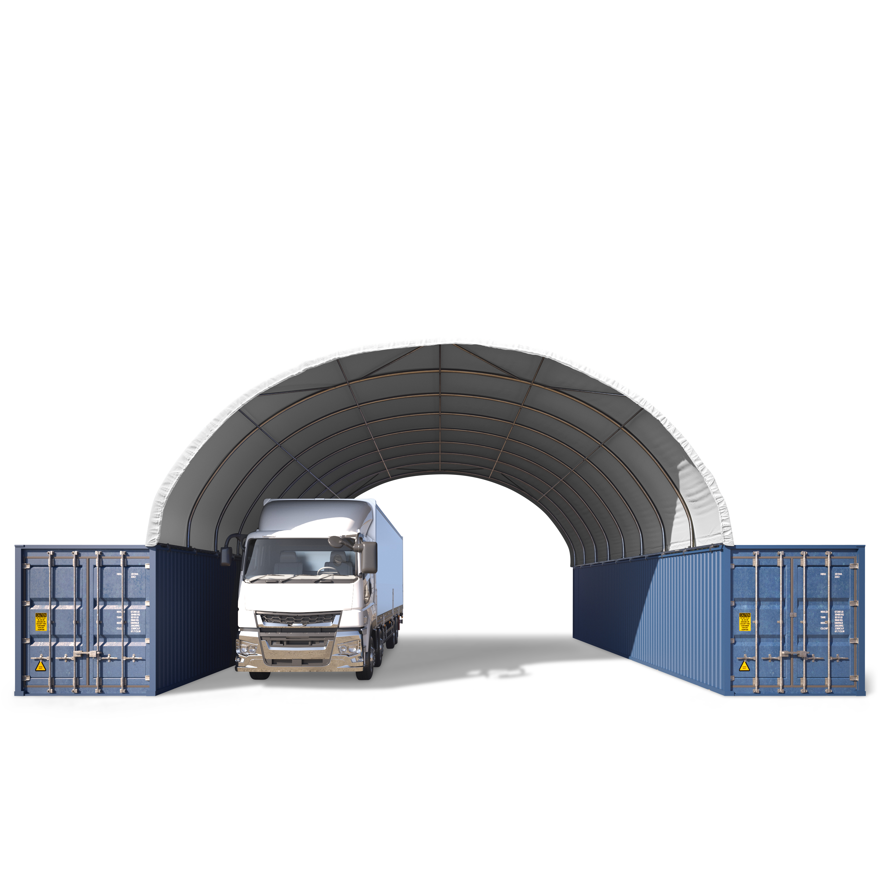 10x12 m Abri monté sur containers, PRIMEtex 2300, blanc | Leroy Merlin