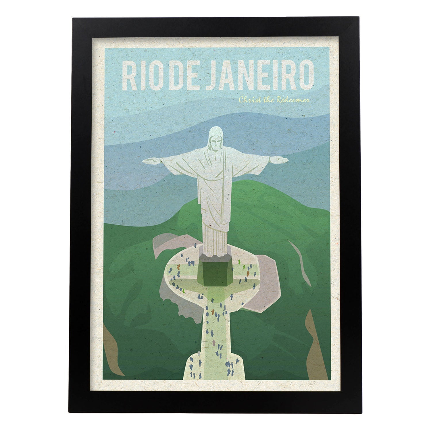 Janeiro Rio Lamina. Style Vintage. Christ Rédempteur En Couleurs ...