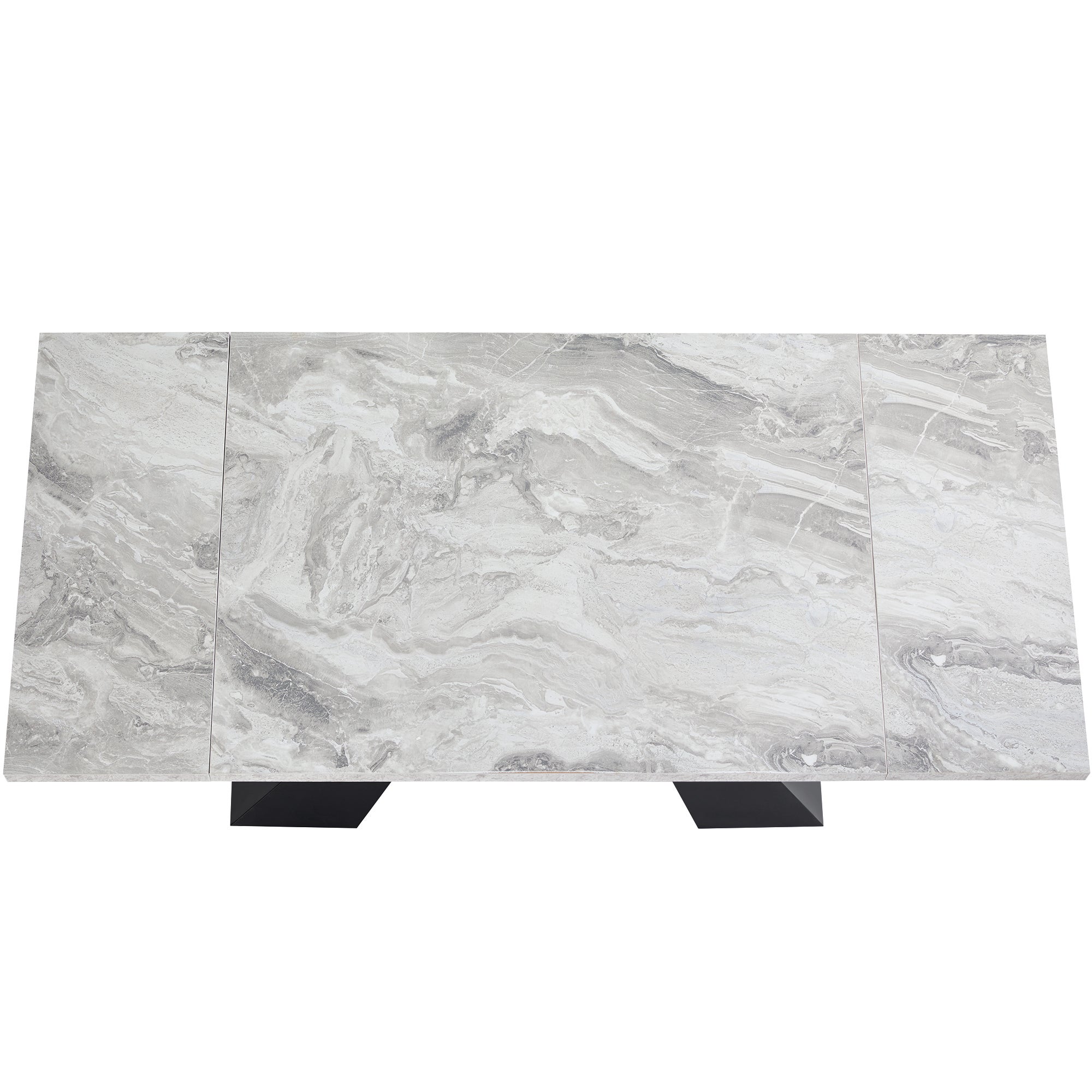 Mesa extensible 99/159x74x77 cm, con rieles, motivo mármol, MDF y metal ...