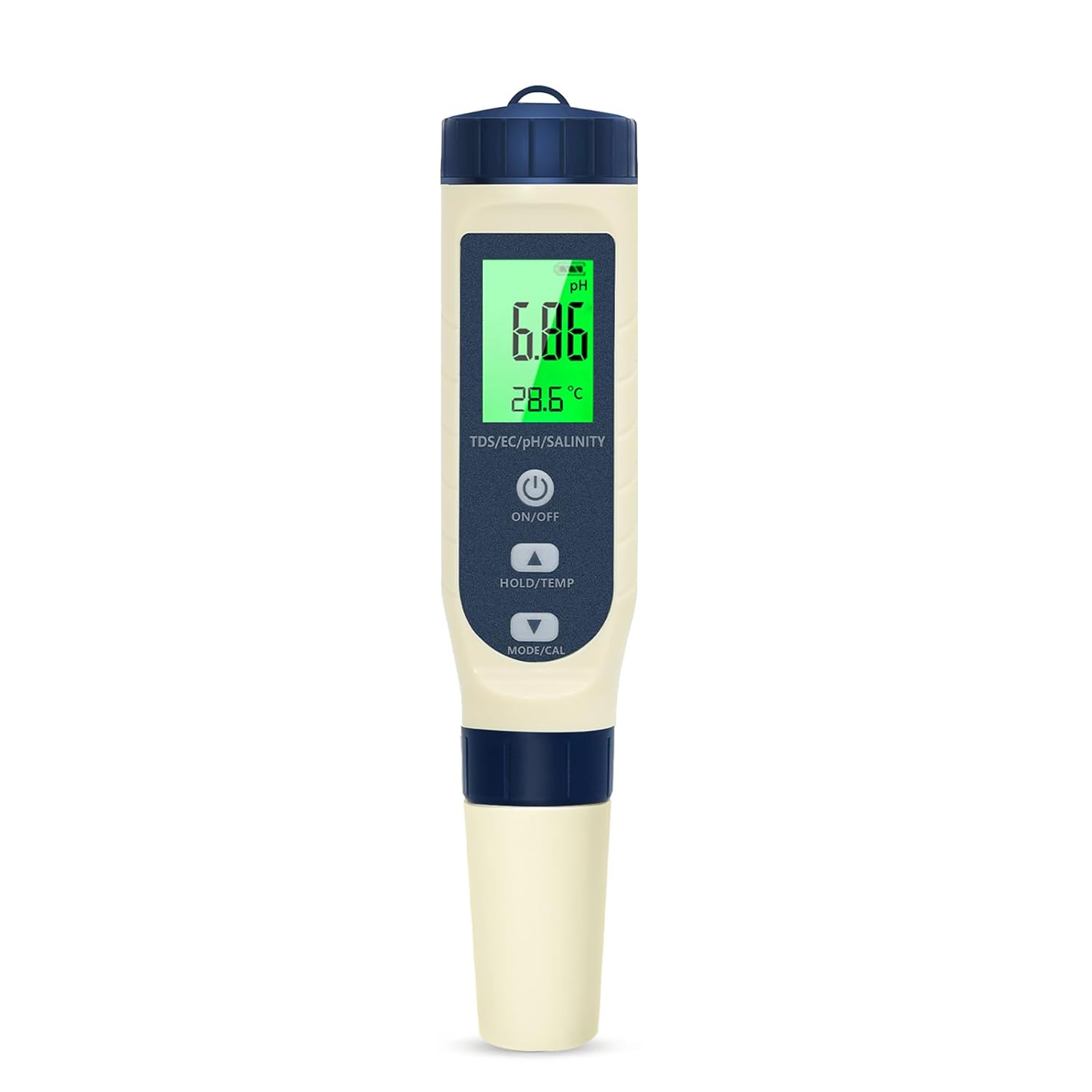 Medidor de pH 5 en 1: pH/TDS/EC/Salinidad/Termómetro, LCD, compensación automática de ...