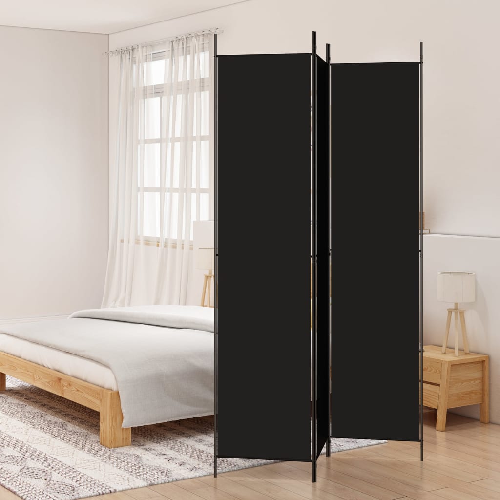 Biombo divisor de 3 paneles de tela negro 150x220 cm - COMFORTXL ...