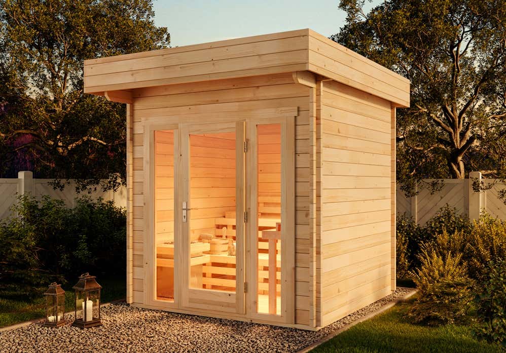 Sauna extérieur Chamonix-44 FinnTherm, 2.6x2.9m dim. ext. (cas échéant ...