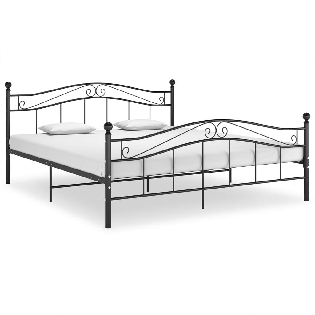 Cadre de lit sans matelas noir métal 160x200 cm vidaXL | Leroy Merlin