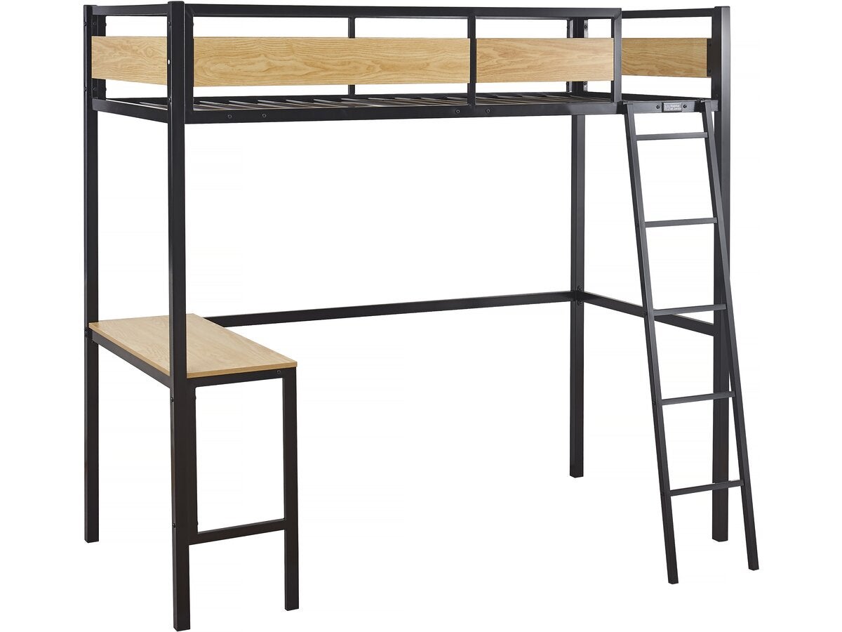 Lit mezzanine avec bureau "Ethan" - 90 x 190 cm - Noir | Leroy Merlin