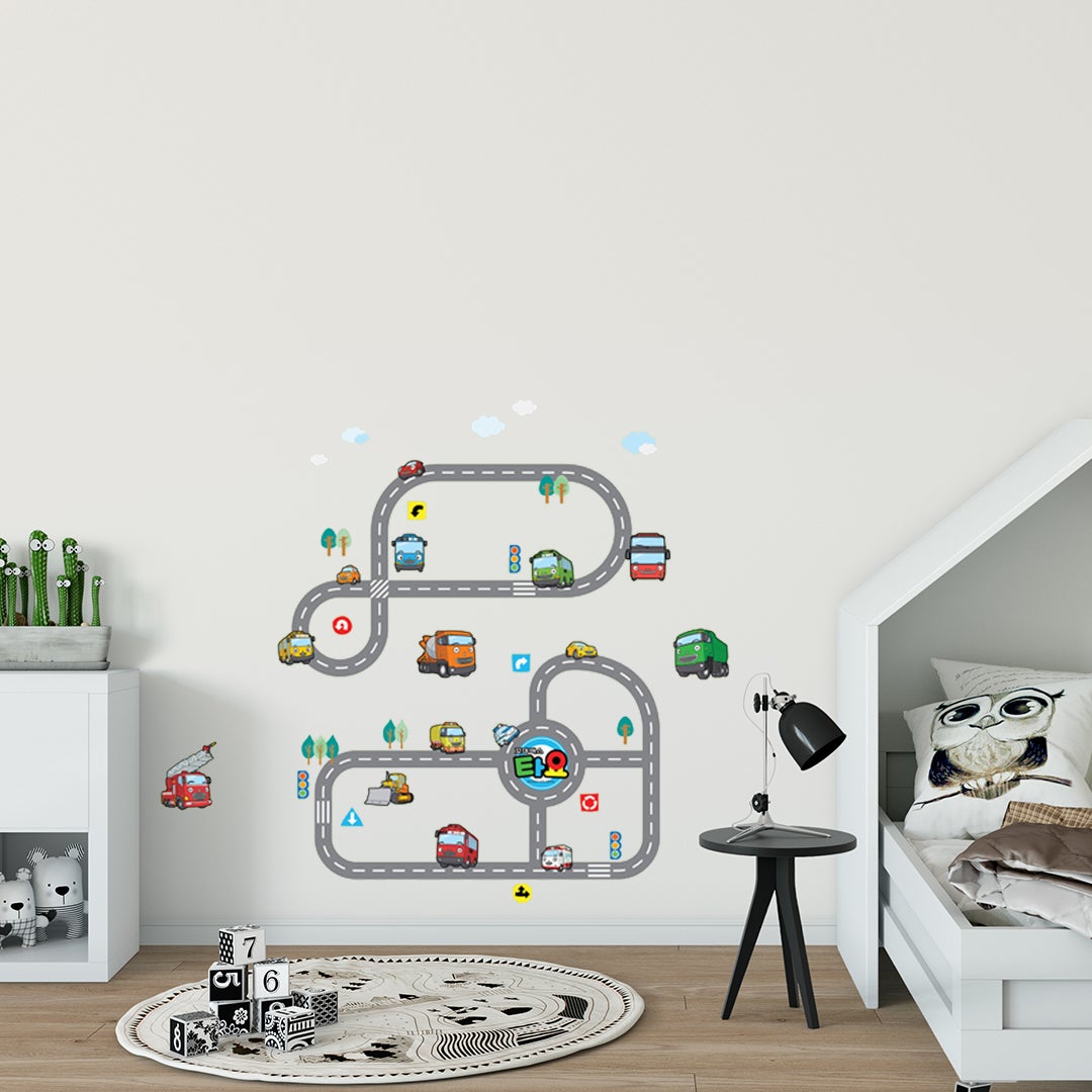 Stickers Muraux décoration adhésifs deux circuits de voitures et d ...