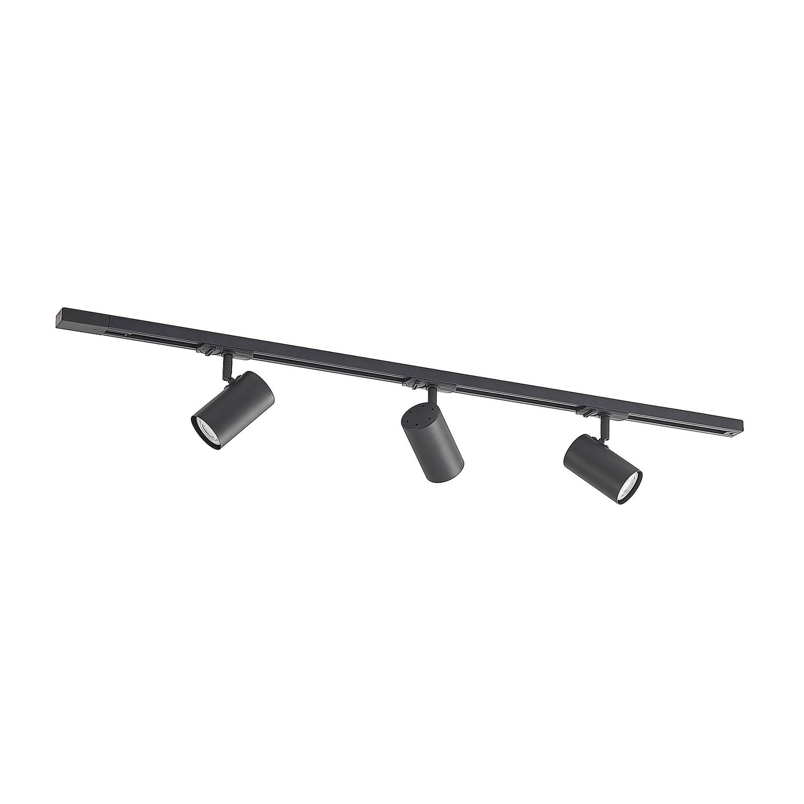 Sistema de riel monofásico Lindby, GU10, negro, 3 luces., sistema de ...