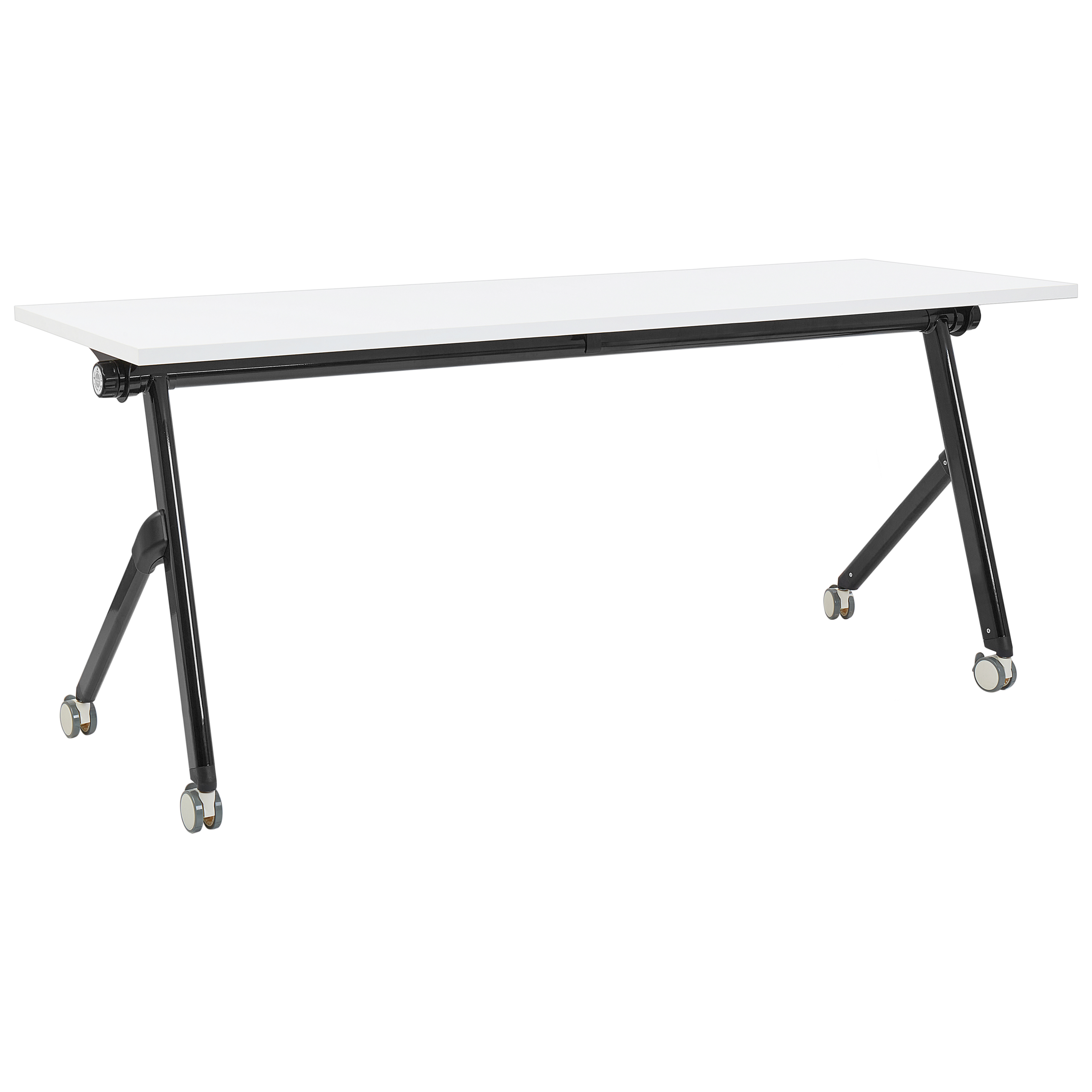 Scrivania pieghevole con ruote bianco e nero 180 x 60 cm BENDI | Leroy ...