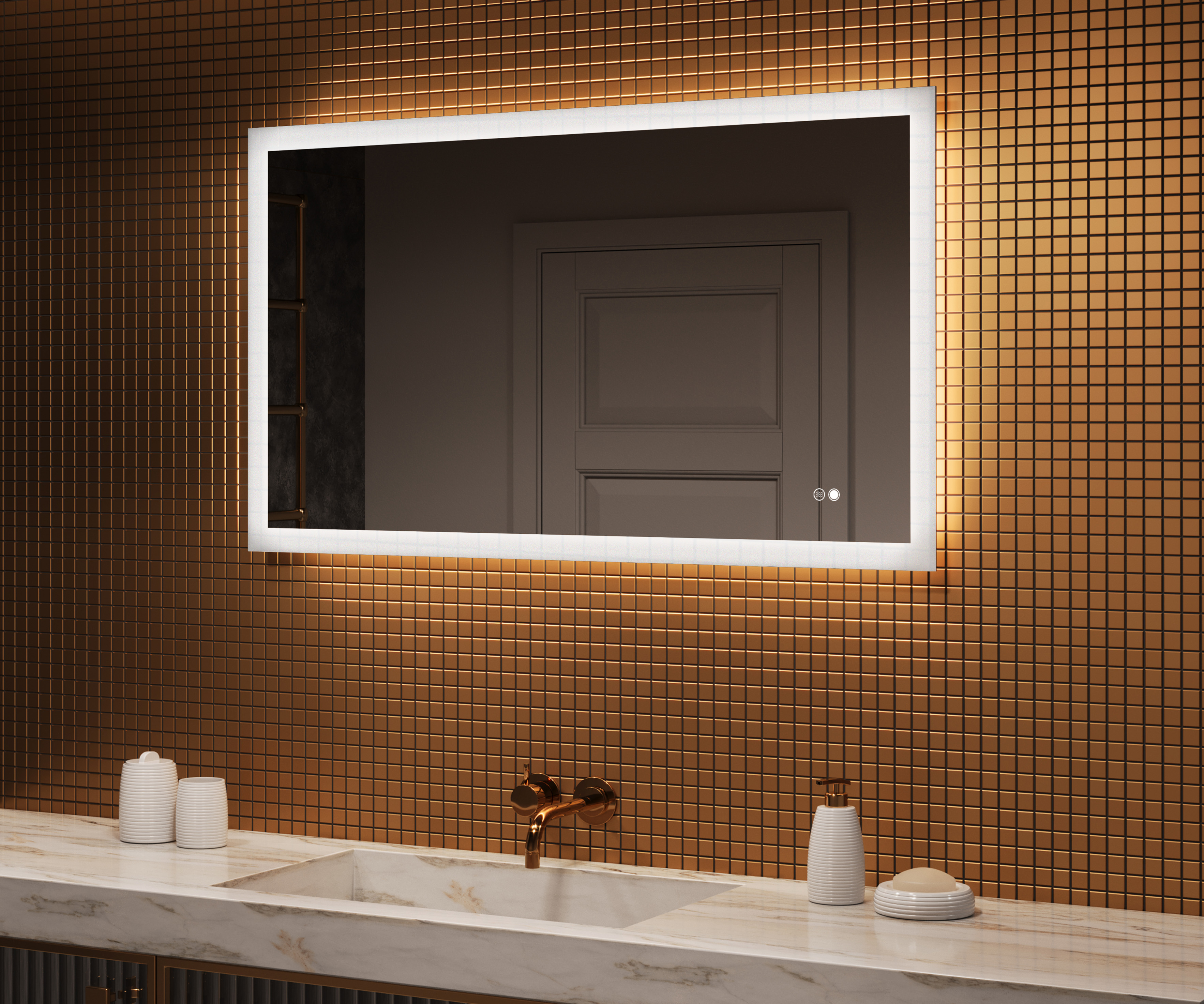 Lustro łazienkowe z oświetleniem 120x70, lustro LED z ekranem dotykowym ...