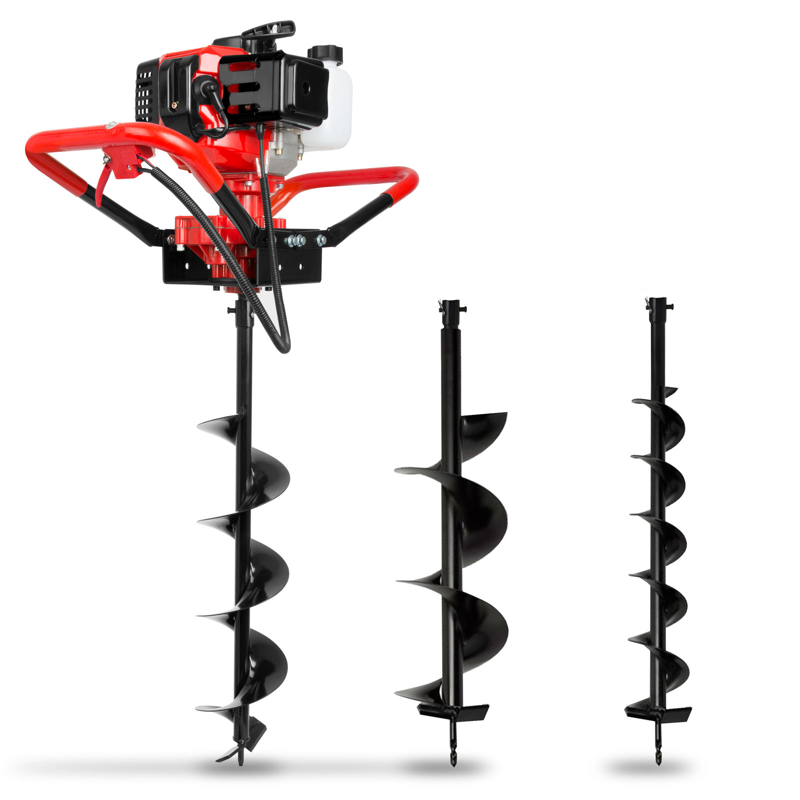 EBERTH Tarière Thermique Foreuse de Terre à Essence 3CV, 3 Forets de ...