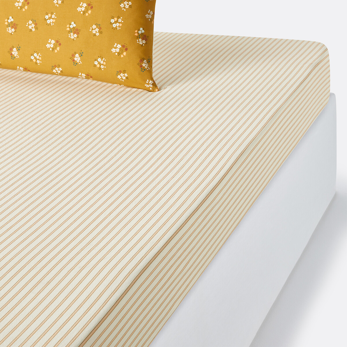 Drap-housse coton lavé bonnet 30 cm, Francine - Imprimé - 160 x 200 cm ...