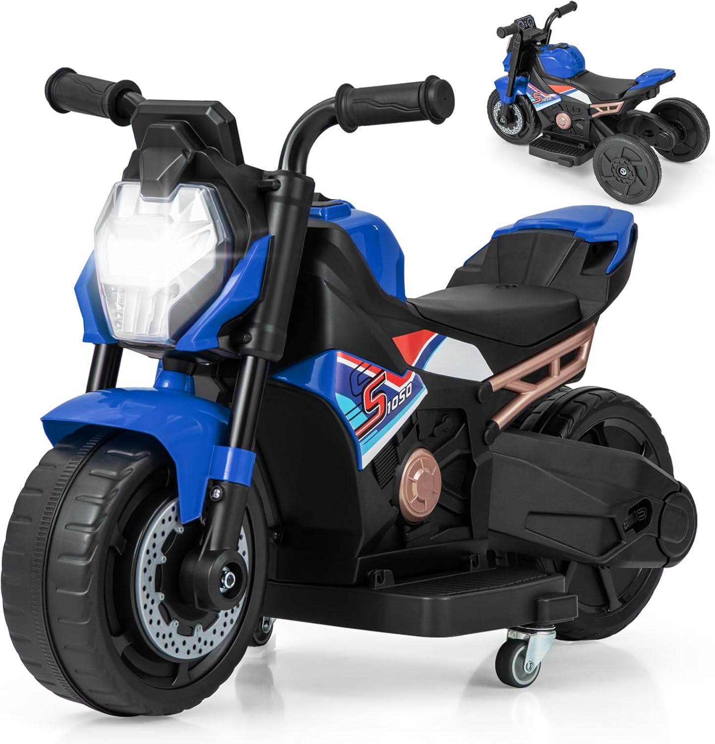 6 V Moto Electrique Enfants, 2 en 1 Moto Porteur Bebe avec Roues d ...
