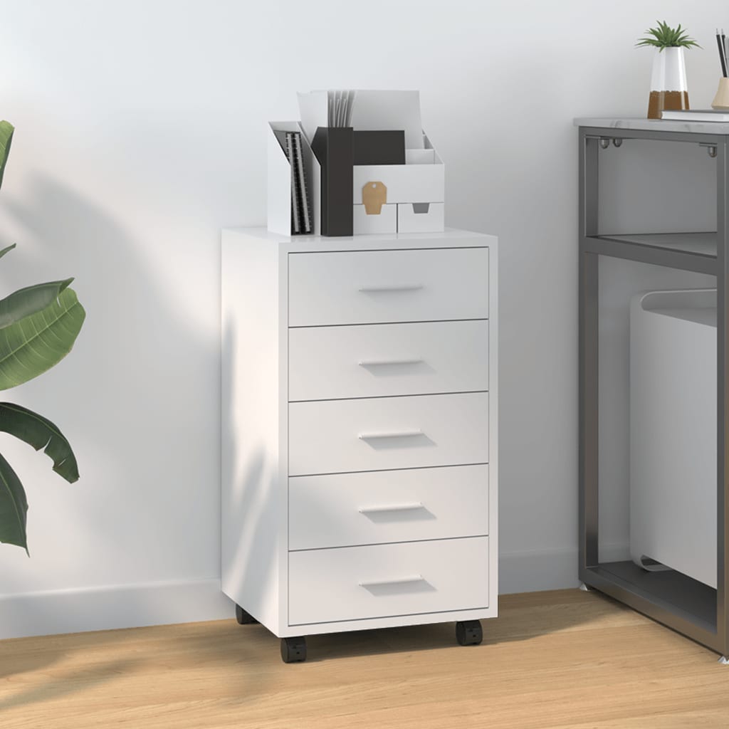Cajonera con ruedas Blanco brillo Madera contrachapada | Leroy Merlin