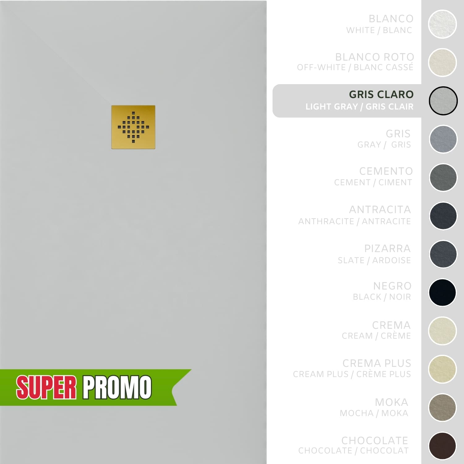 SOULBATH Plato de Ducha - Resina - Gel Coat - Textura Liso/Piedra ...