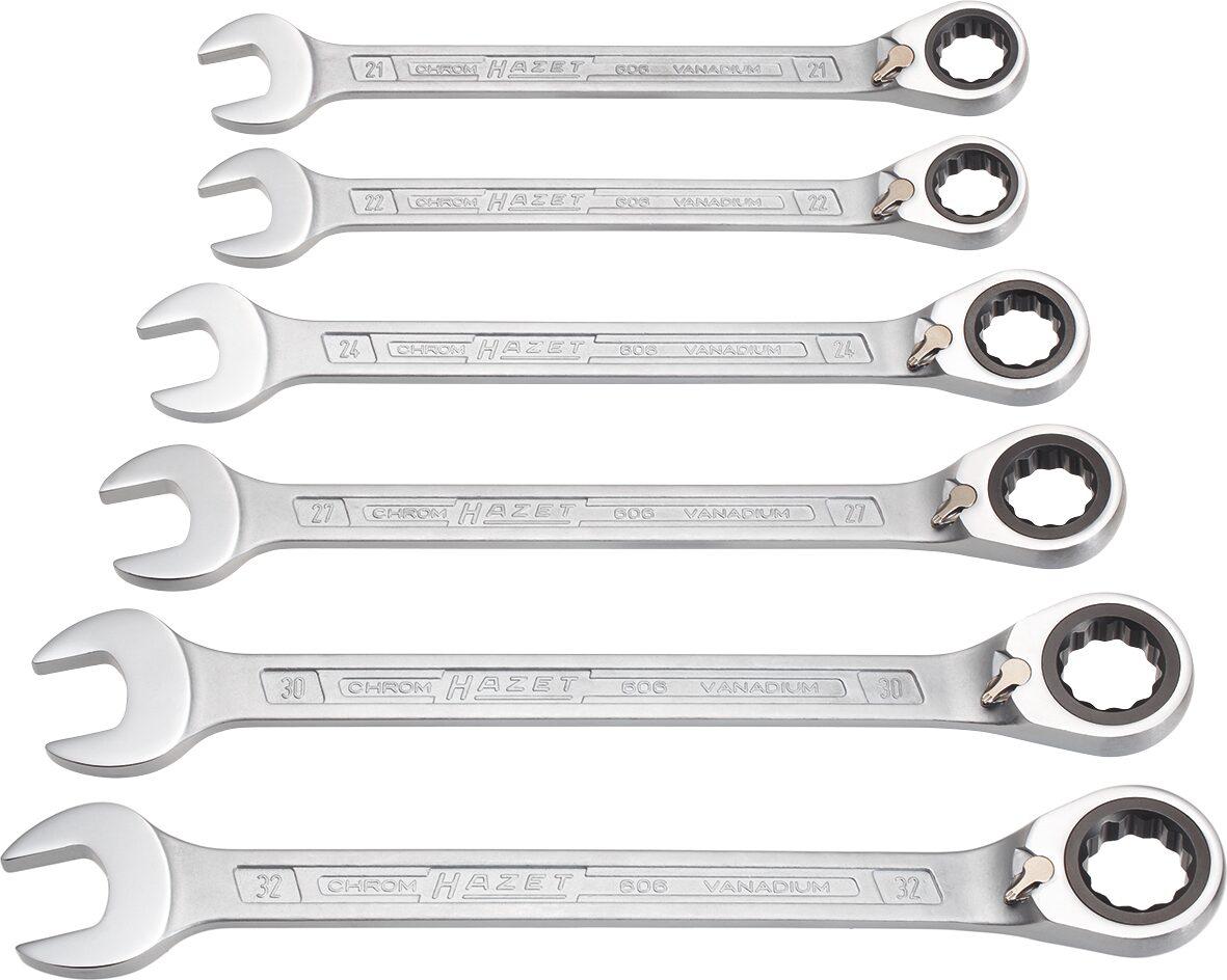 HAZET 606/6-1 12-Point Profile Ratcheting Combination Wrench Set ...