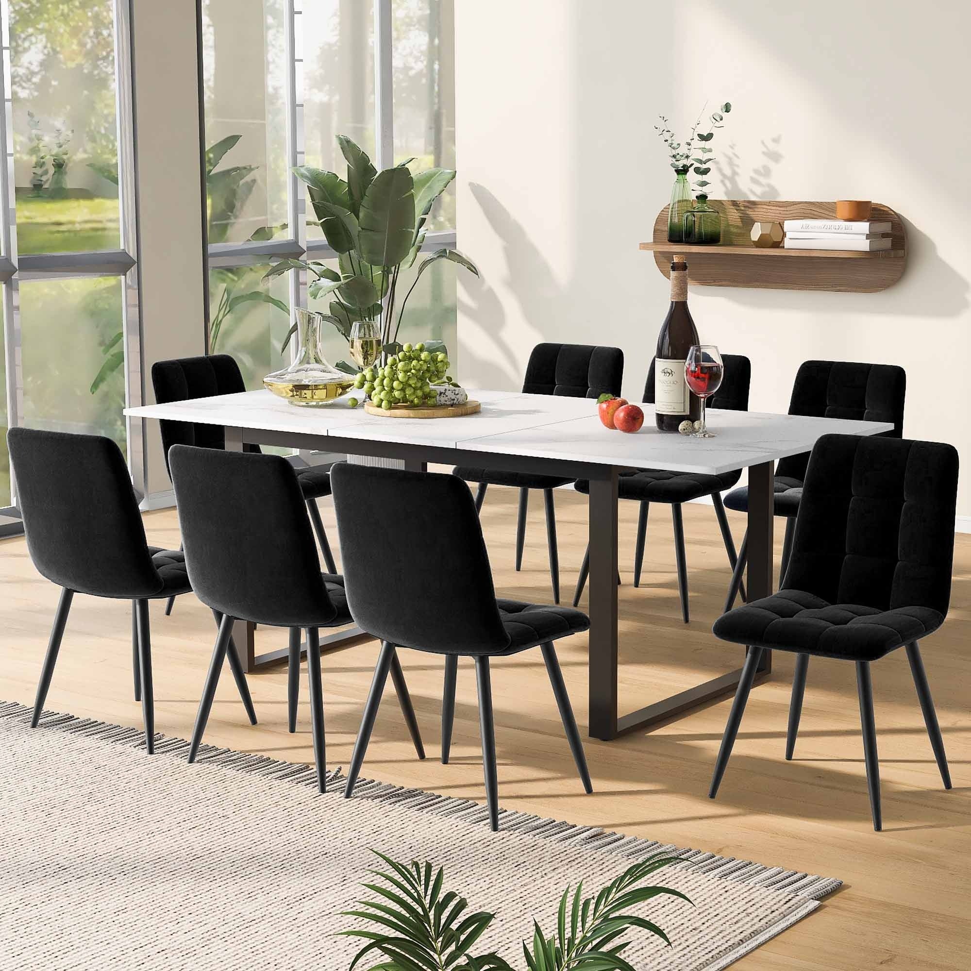 Mesa de comedor telescópica 140/180 x 80 x 75 cm - Tablero MDF blanco ...