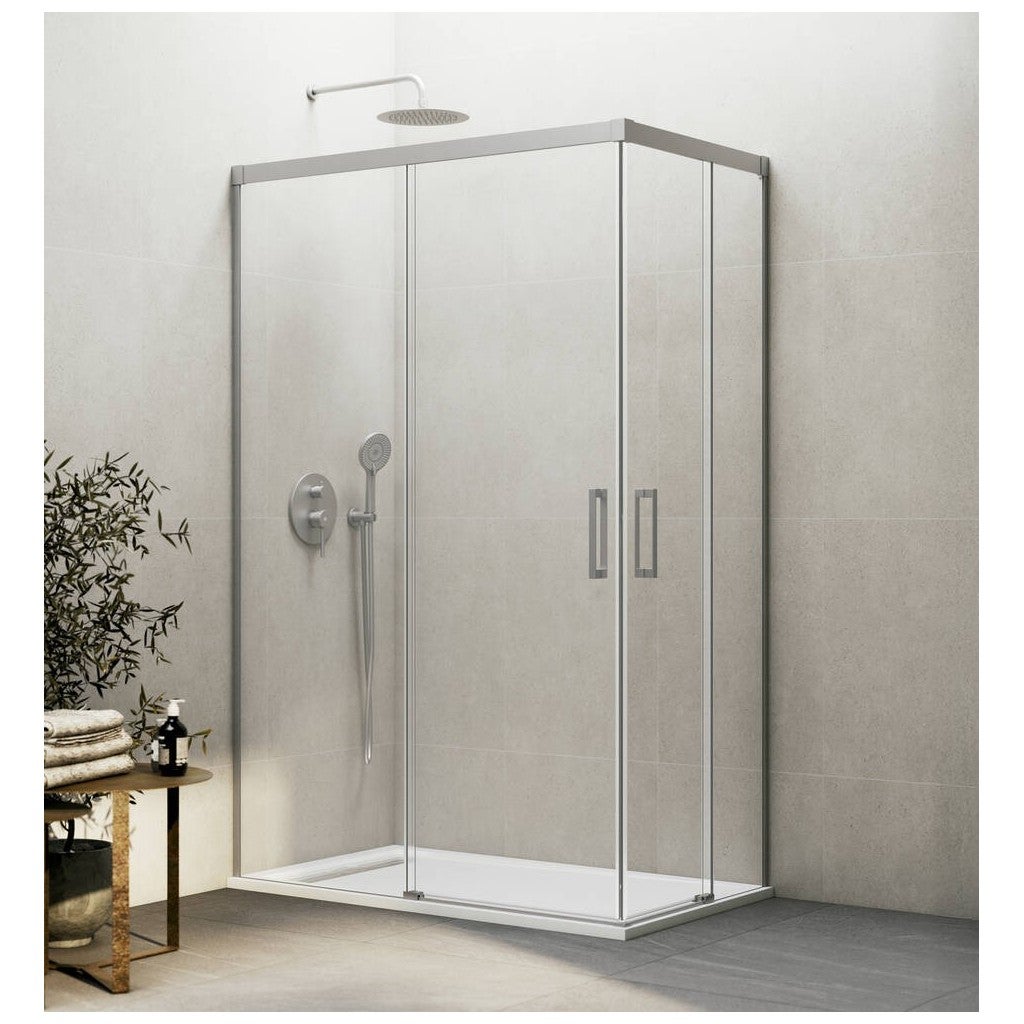 Mampara Basic Angular Transparente Nickel 100X70 | Leroy Merlin