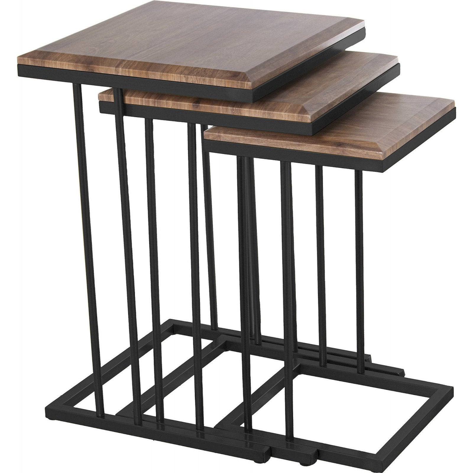 Table gigogne design bois et métal pour salon moderne 40 x 40 x 60 cm ...