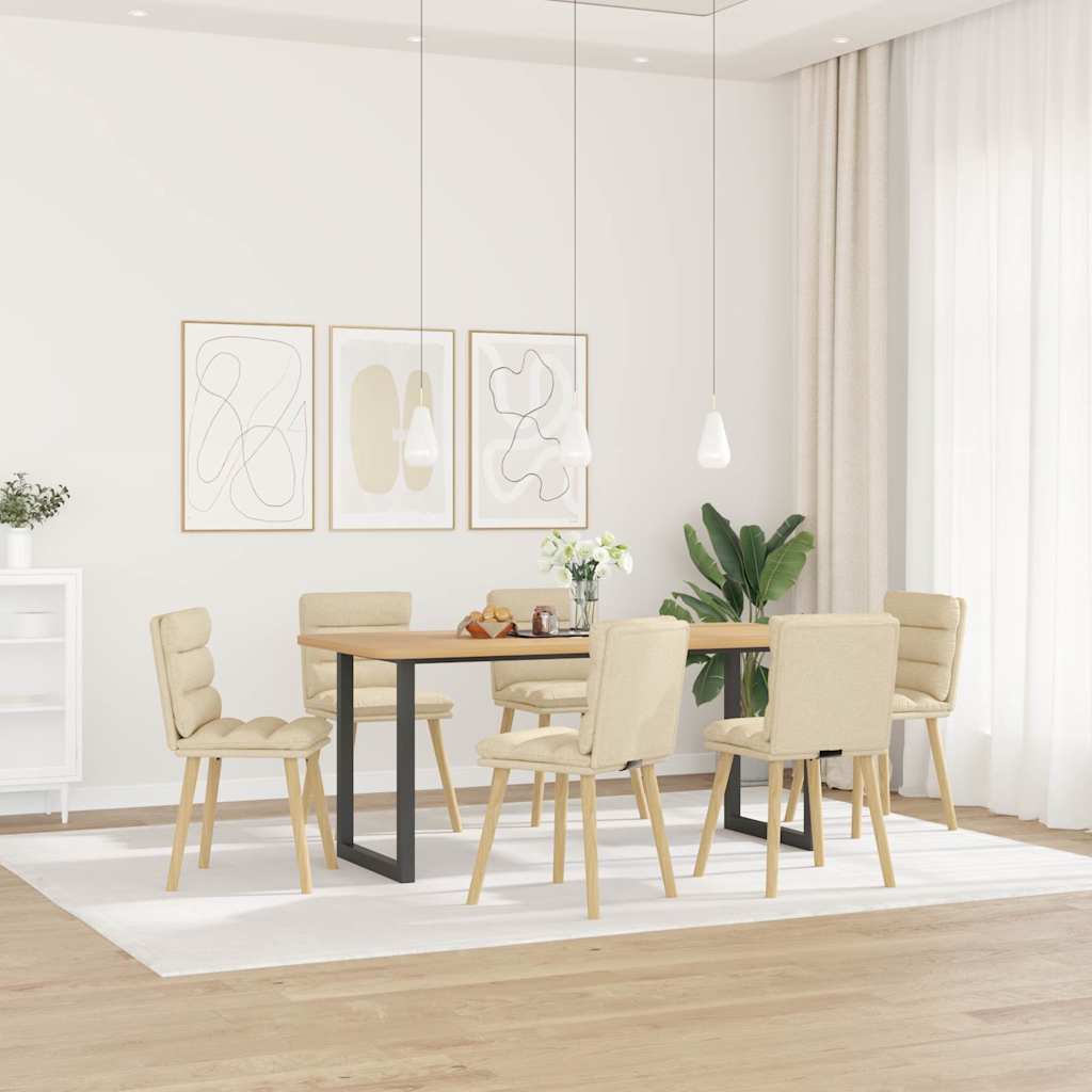 VidaXL Sillas de comedor 6 unidades tela color crema | Leroy Merlin