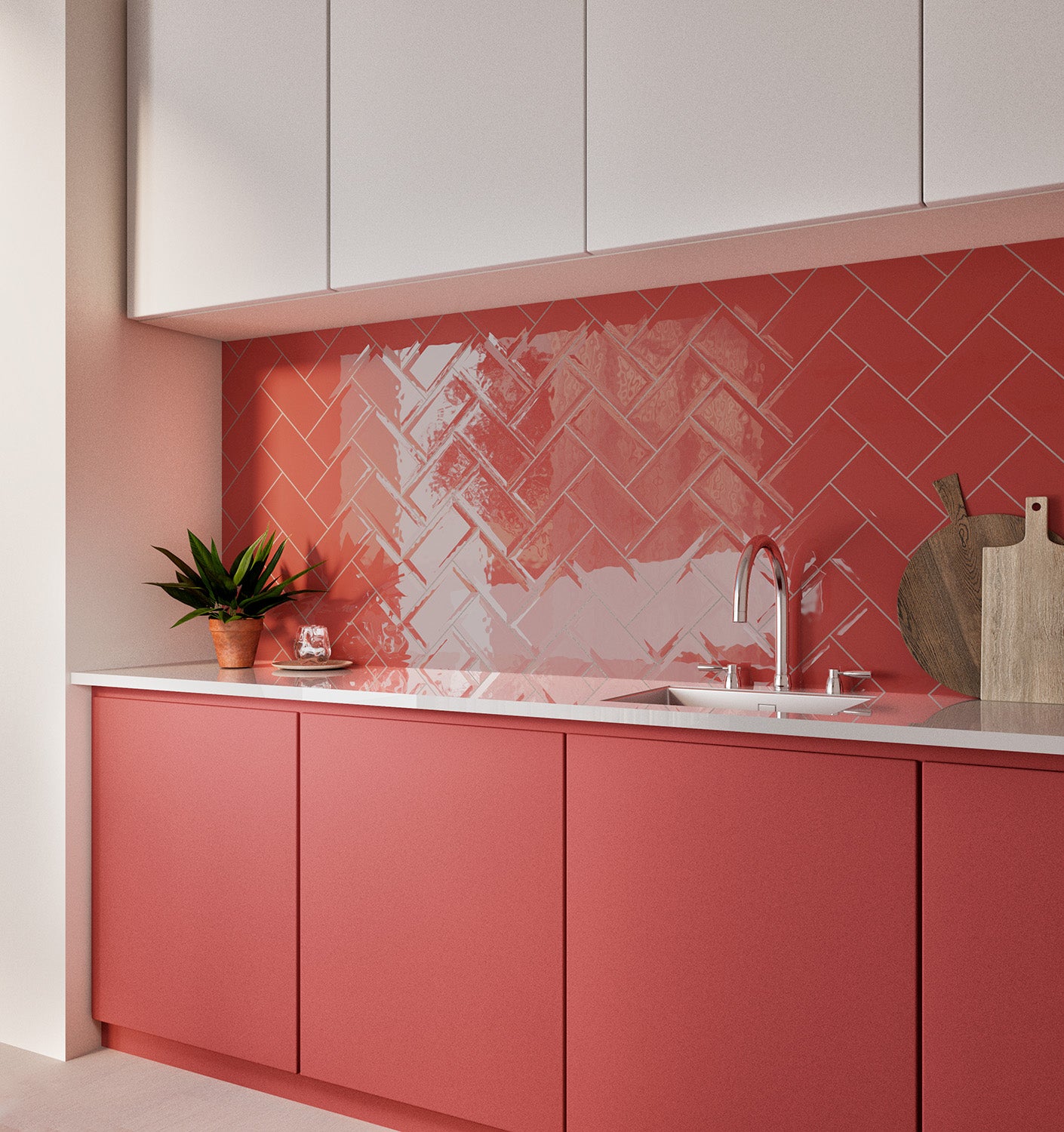 CUBIC ROJO BRILLO (PR) 10X20 Pasta Roja. Revestimiento para pared ...