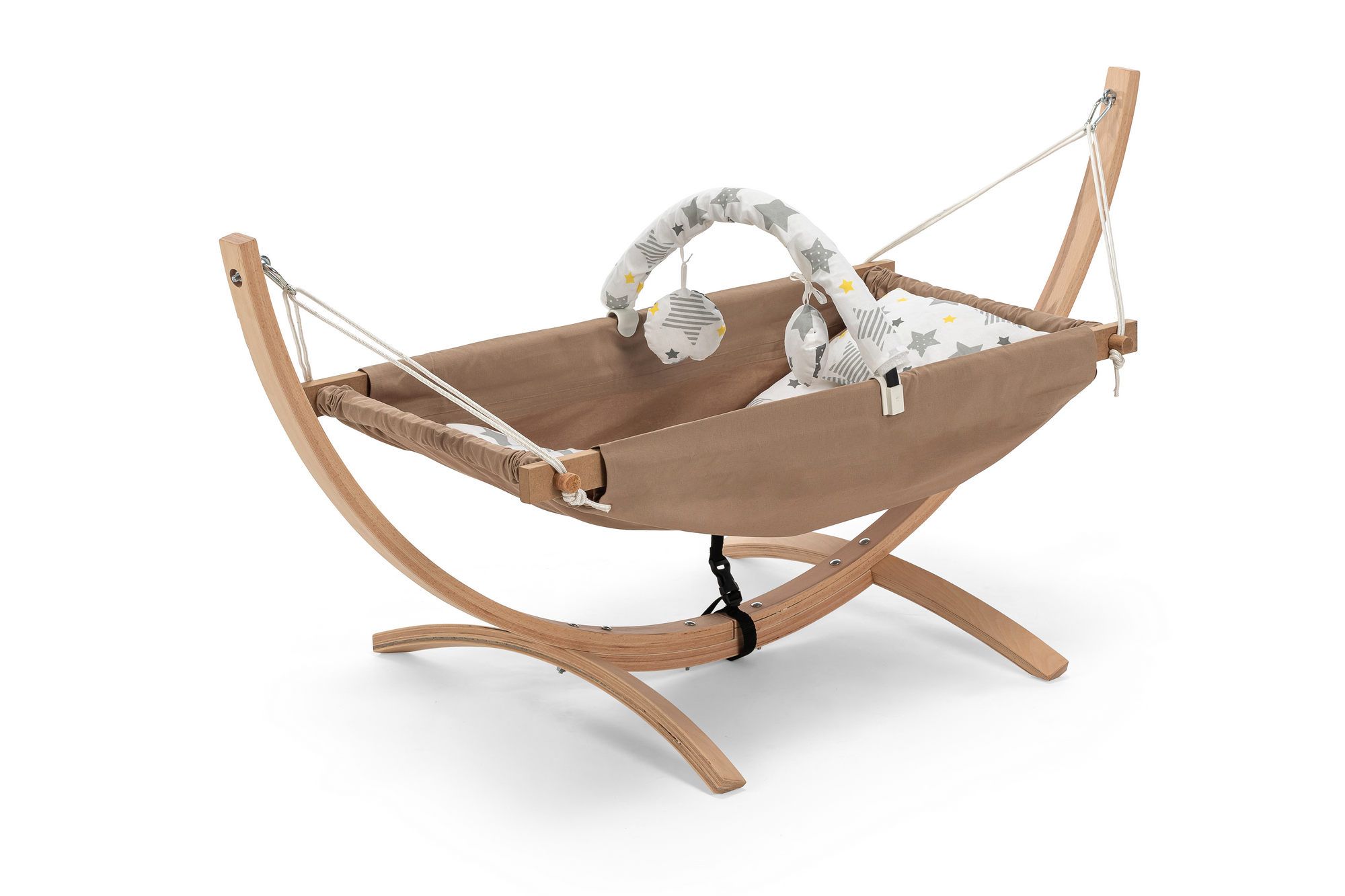 Hamac pour bébé Lazuli L147xH62cm Bois massif clair et Lin Marron ...
