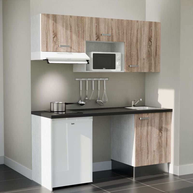 Kitchenette K55L-PT - 180 cm - plan stratifié, évier inox, - Façade ...