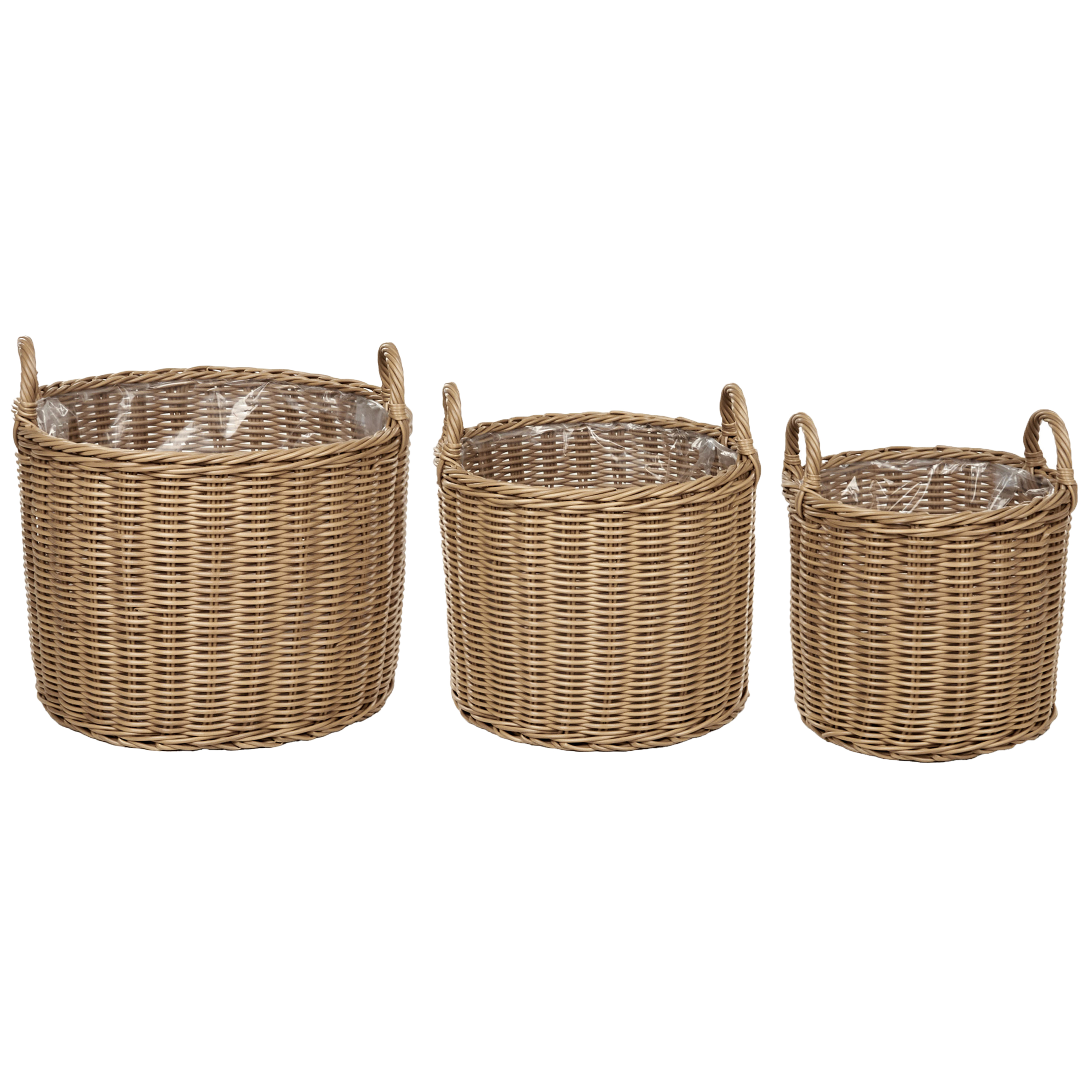 Lot de 3 paniers à plantes en rotin marron naturel PENDULA | Leroy Merlin