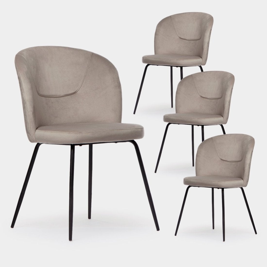 Set 4 sedie da pranzo imbottite in velluto grigio topo Elina | Leroy Merlin