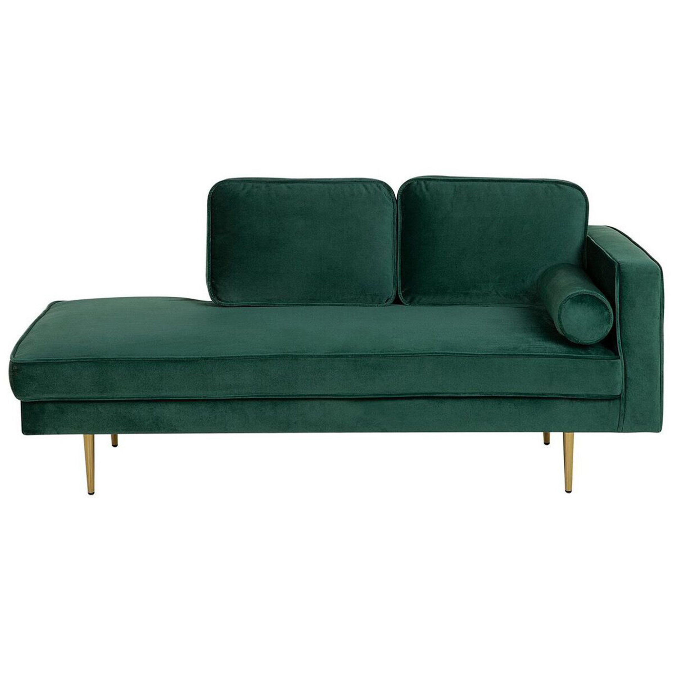 Chaise Longue Méridienne Côté Droit en Velours Vert pour Salon Glamour ...