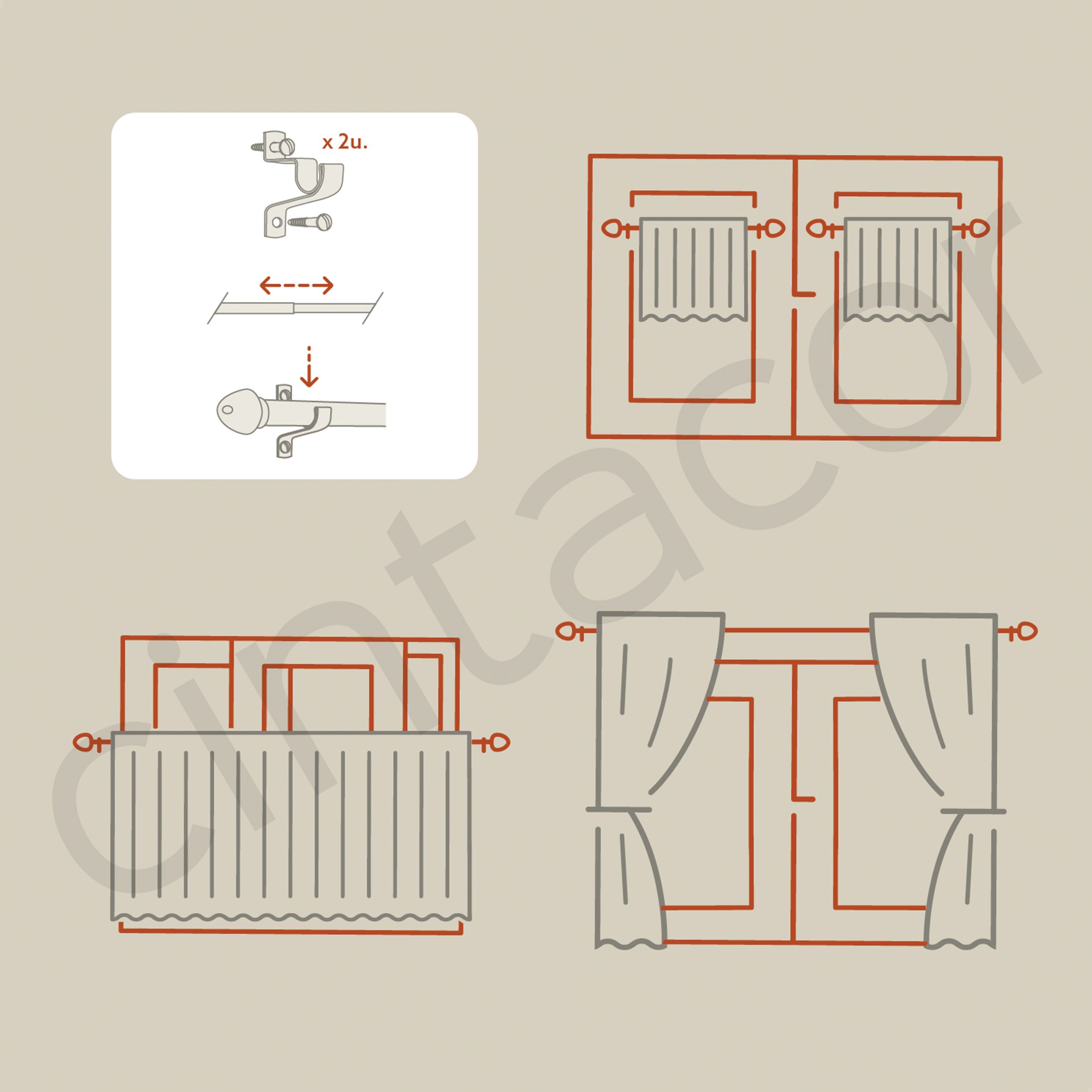 Barre de Vitrage Extensible Décorative, Tringle à Rideau pour Fenêtre ...