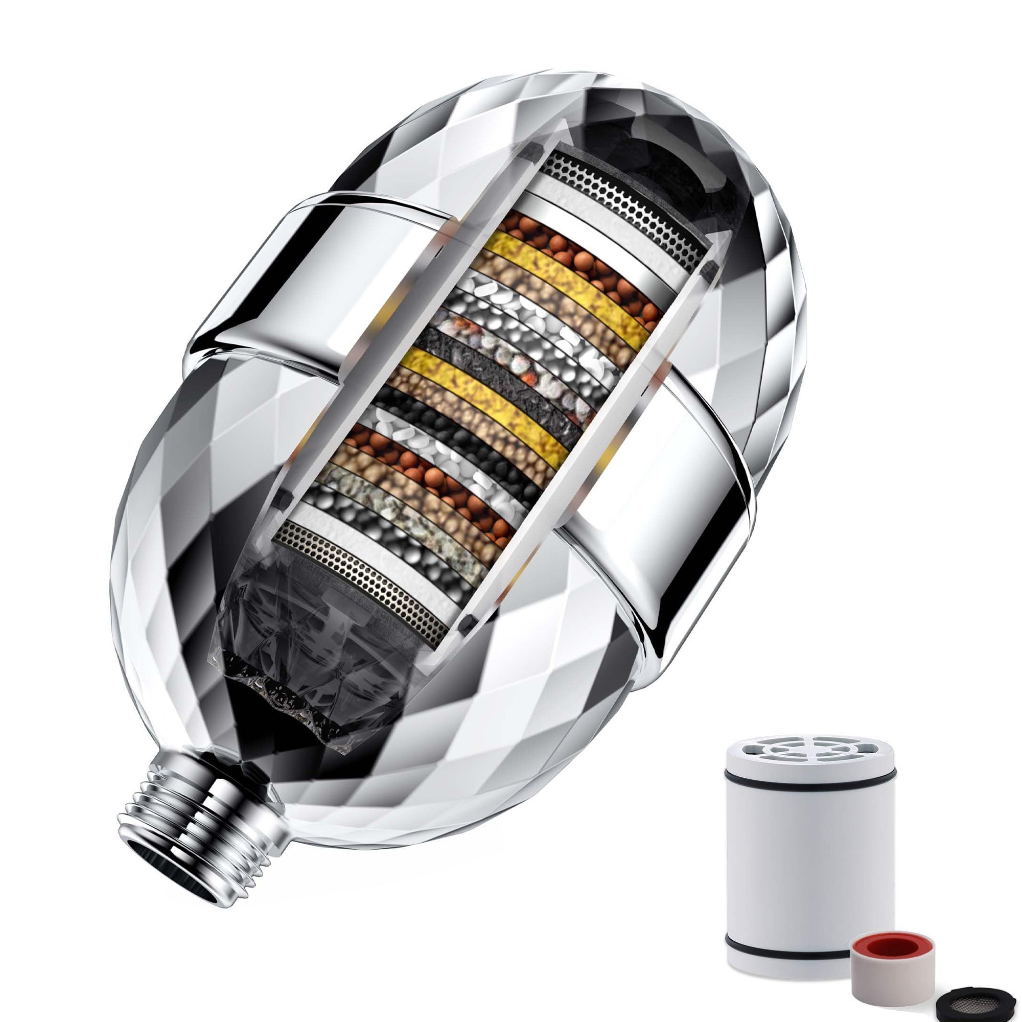 Filtro de ducha con 2 elementos filtrantes reemplazables, cabezal de ...