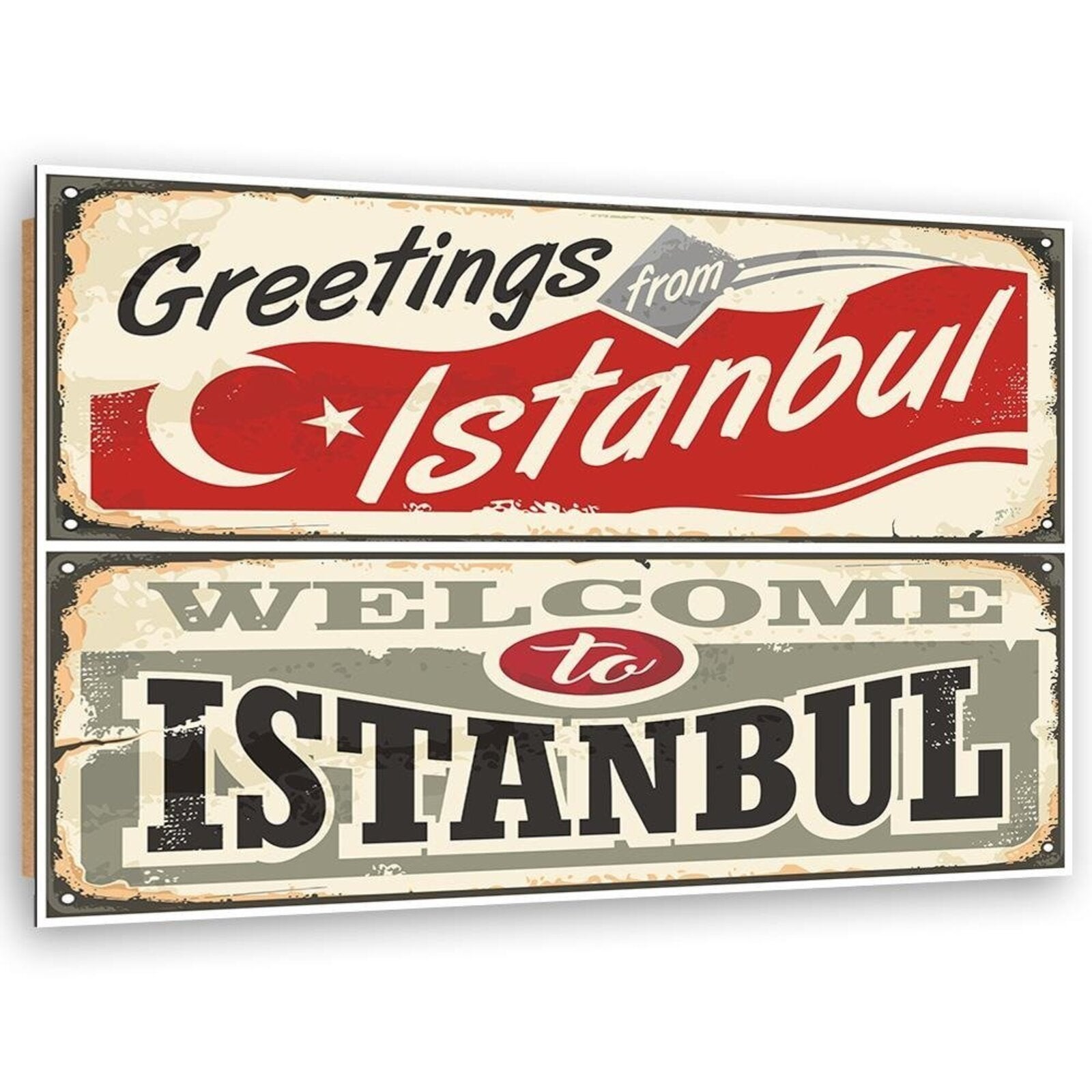 Tableau bois rétro - istanbul - 90 x 60 cm | Leroy Merlin