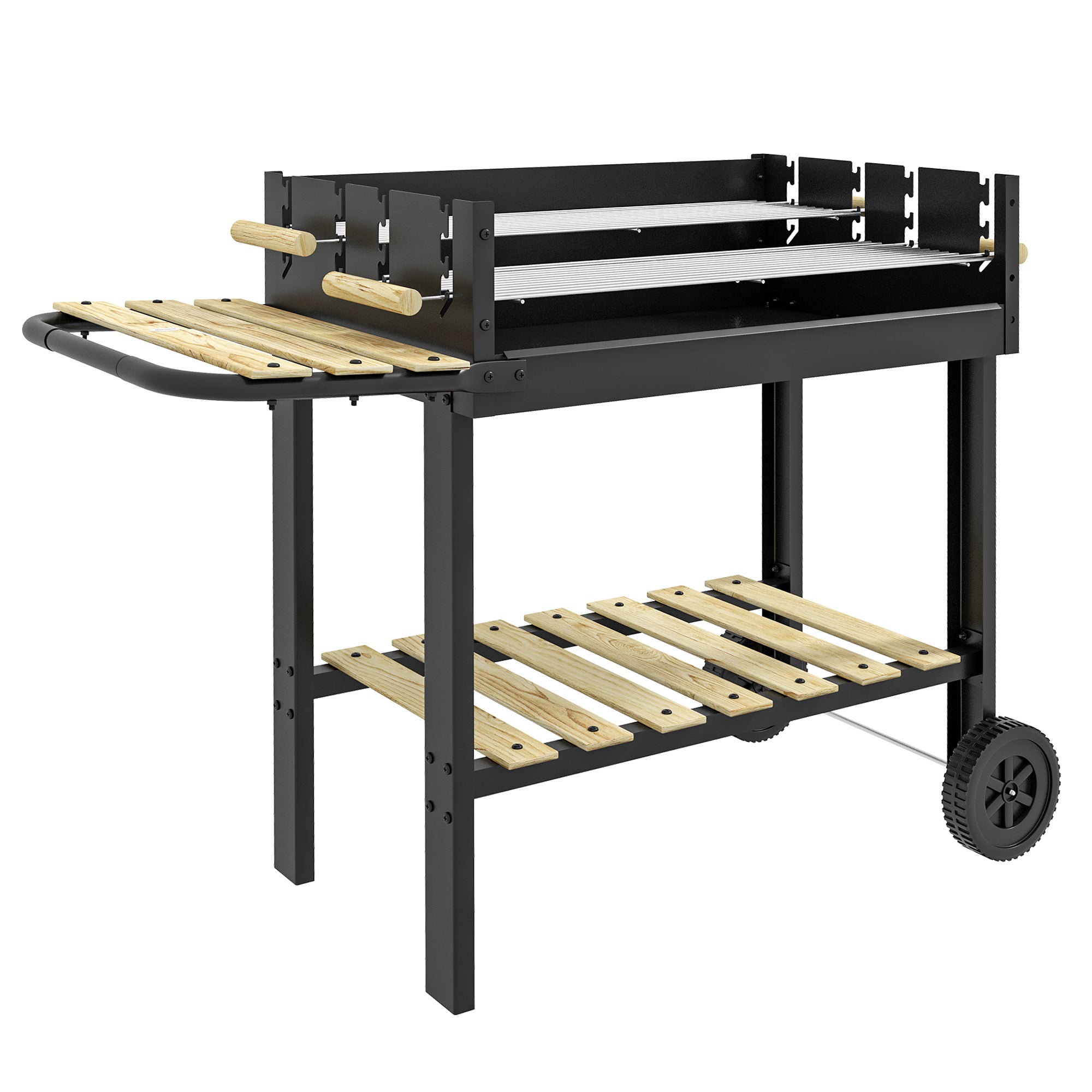 Barbecue à charbon de bois à hauteur réglable avec 2 grilles et 2 ...