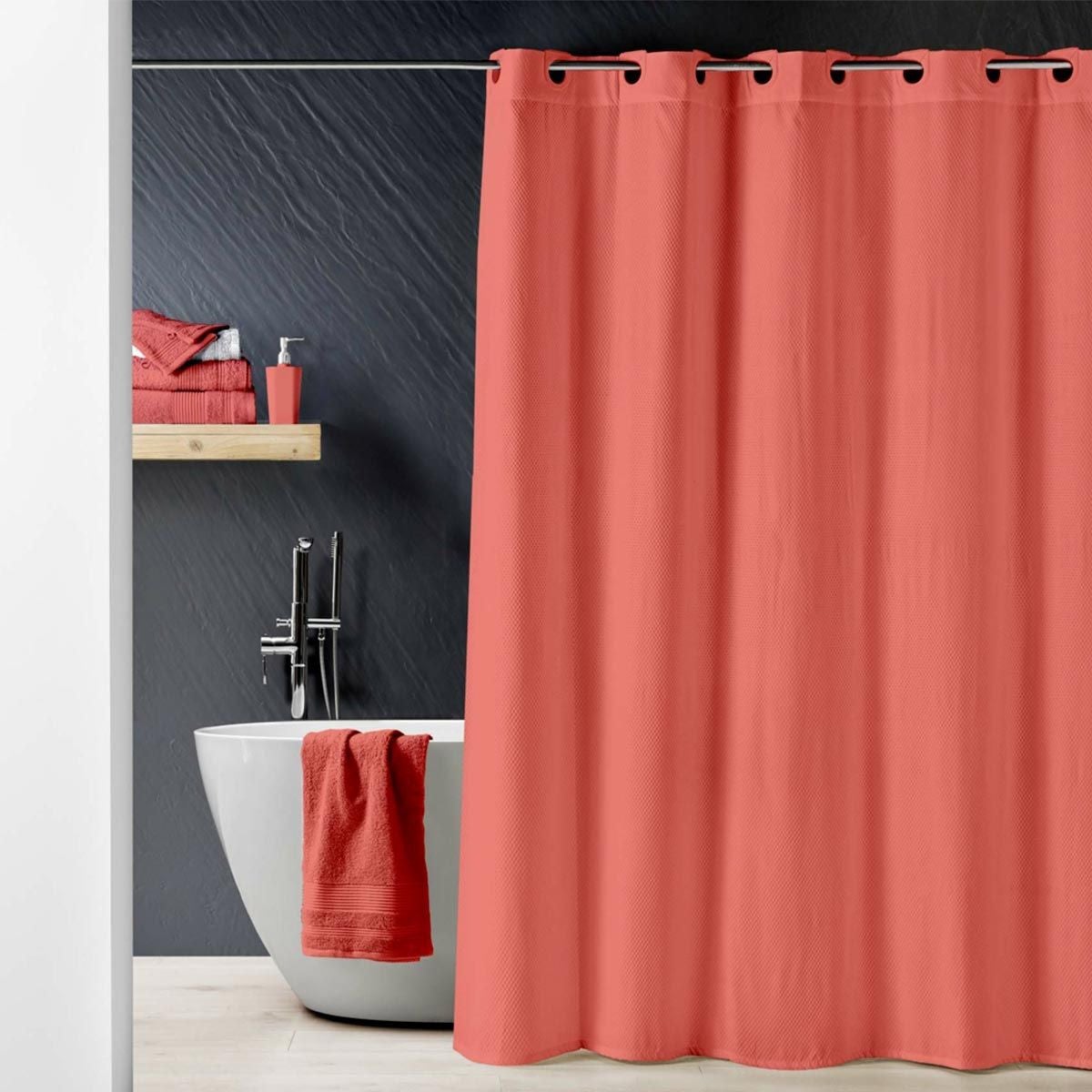 Rideau de Douche "Dotty" 180x200cm Terracotta | Leroy Merlin