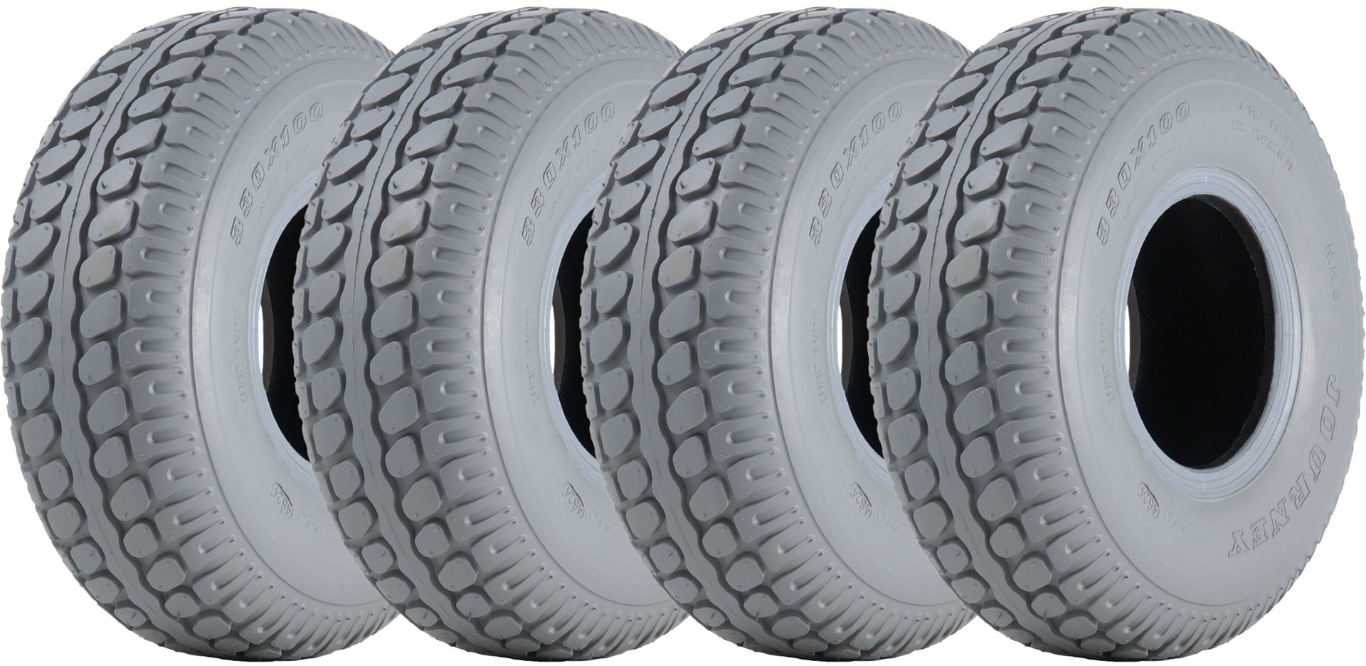 330x100 Mobility Scooter Tyres Grey Block Pneumatic Non Marking 400-5 ...