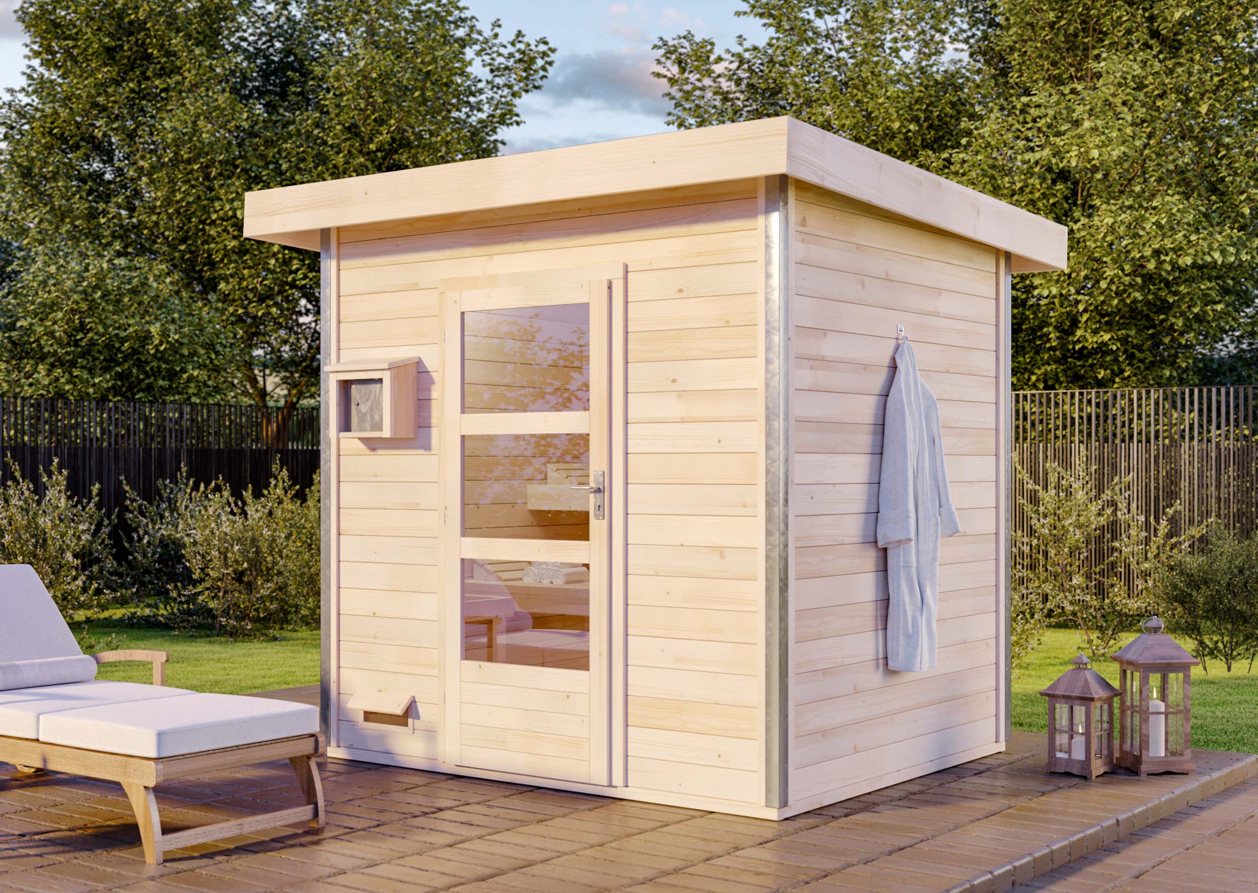 Sauna extérieur Norge Karibu, 2.3x2m dim. ext. (cas échéant incl ...