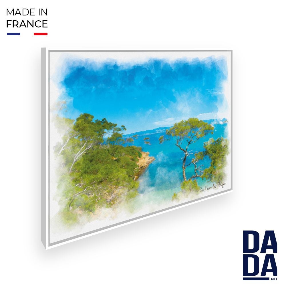 Tableau Côte de Six-fours-les-plages / 45x60cm / Cadre Blanc / Fabriqué ...