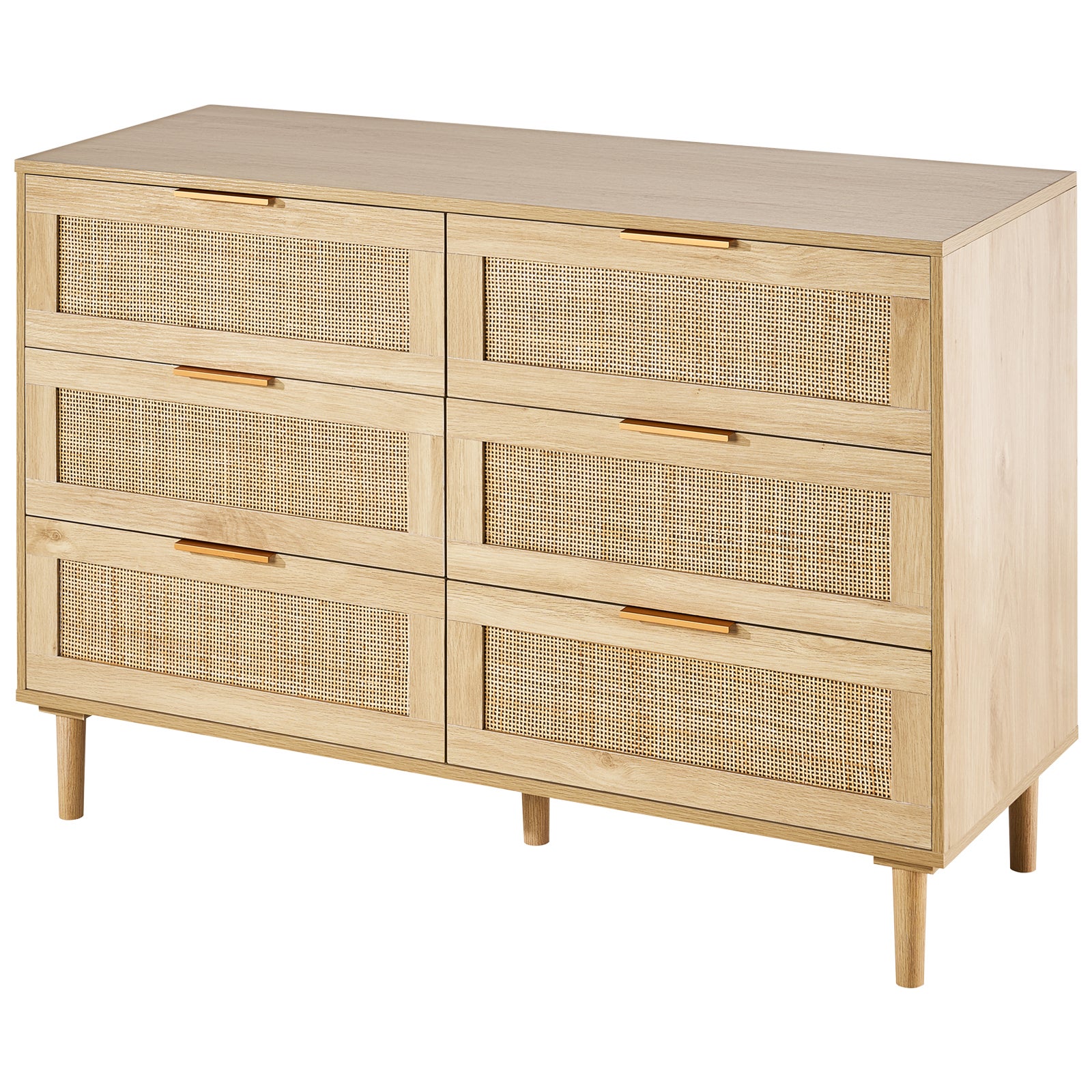 Cómoda rattan natural SucceBuy 6 cajones Estilo bohemio con ...