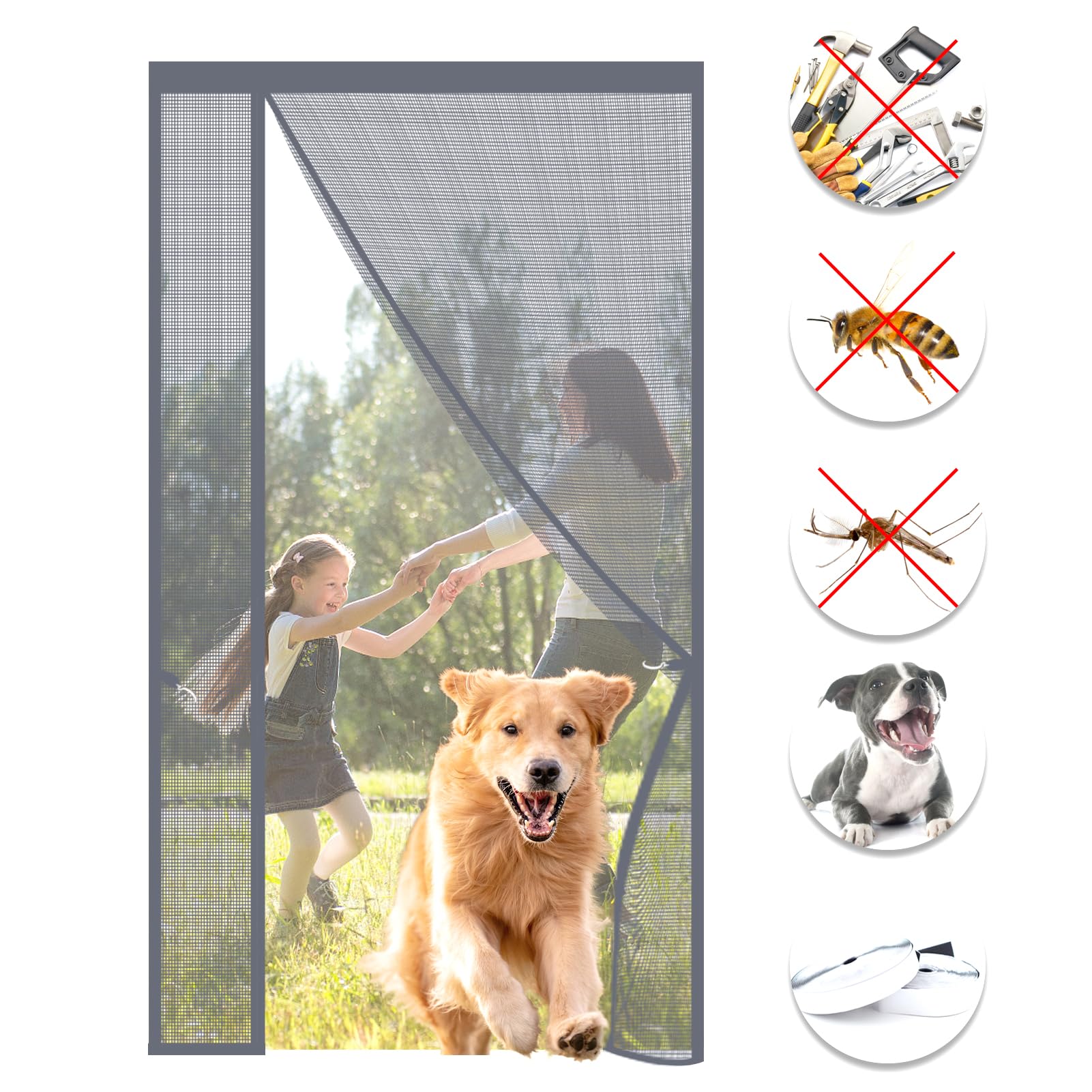 Moustiquaire magnétique, moustiquaire de porte latérale invisible, porte moustiquaire magnétique ...