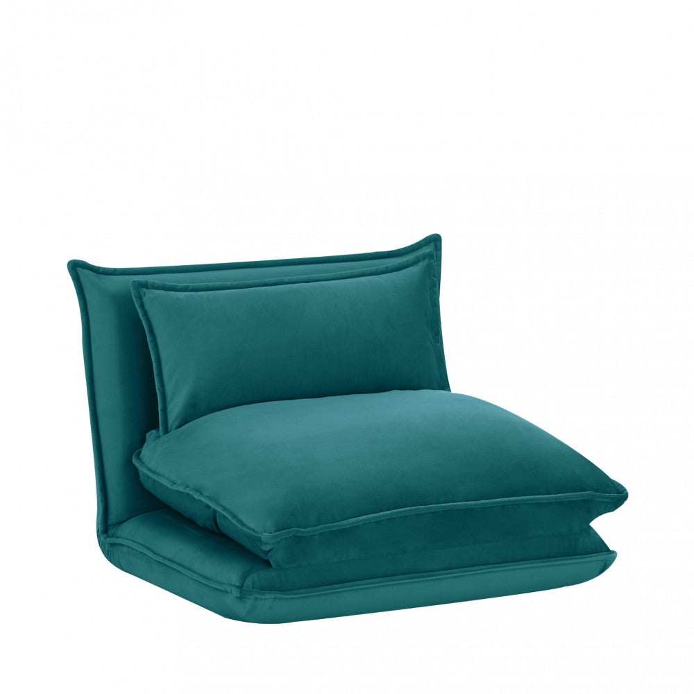 Chauffeuse convertible 1 place en velours - Bleu canard | Leroy Merlin