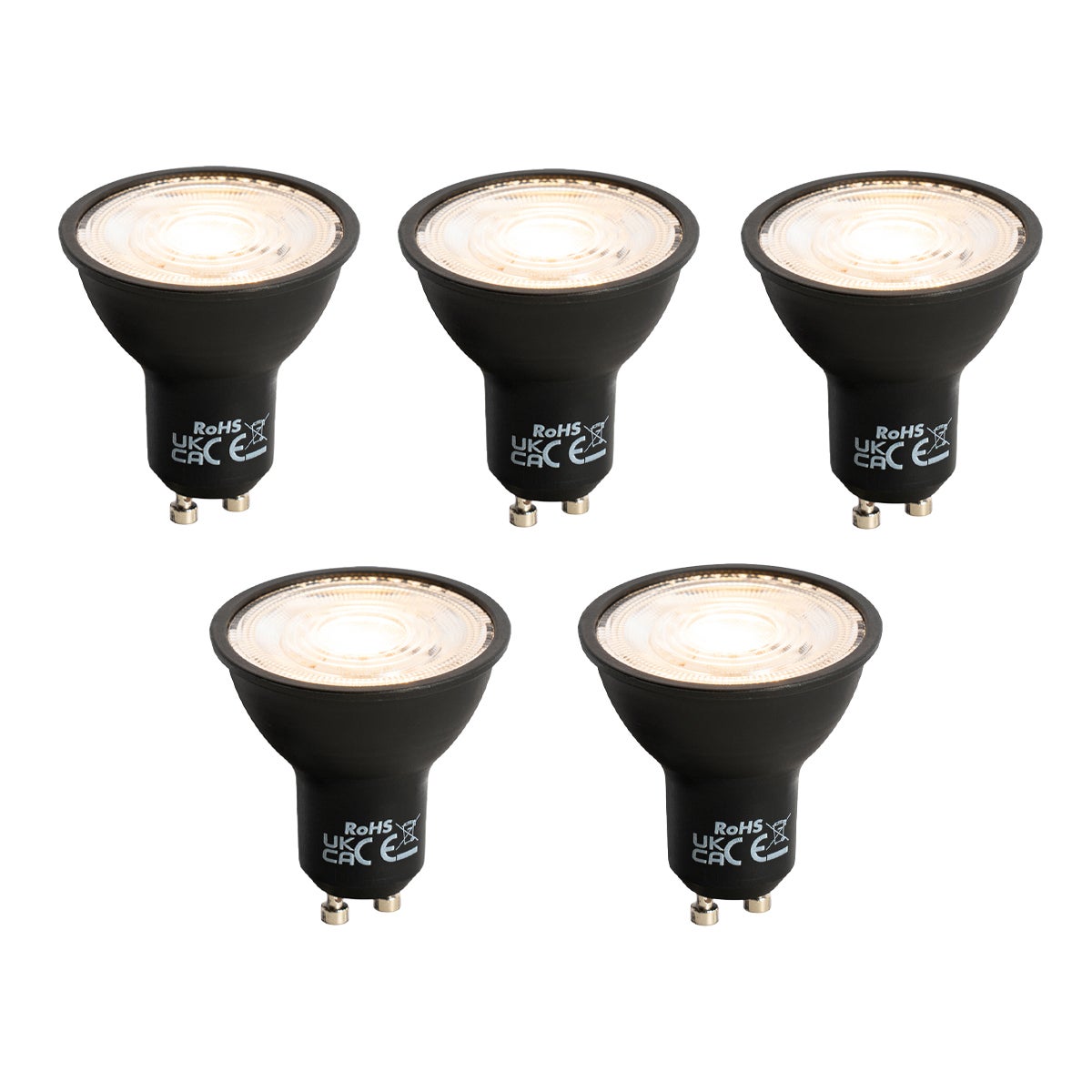 Juego de 5 Lámpara LED GU10 negra 7W 610 lm 3000K | Leroy Merlin