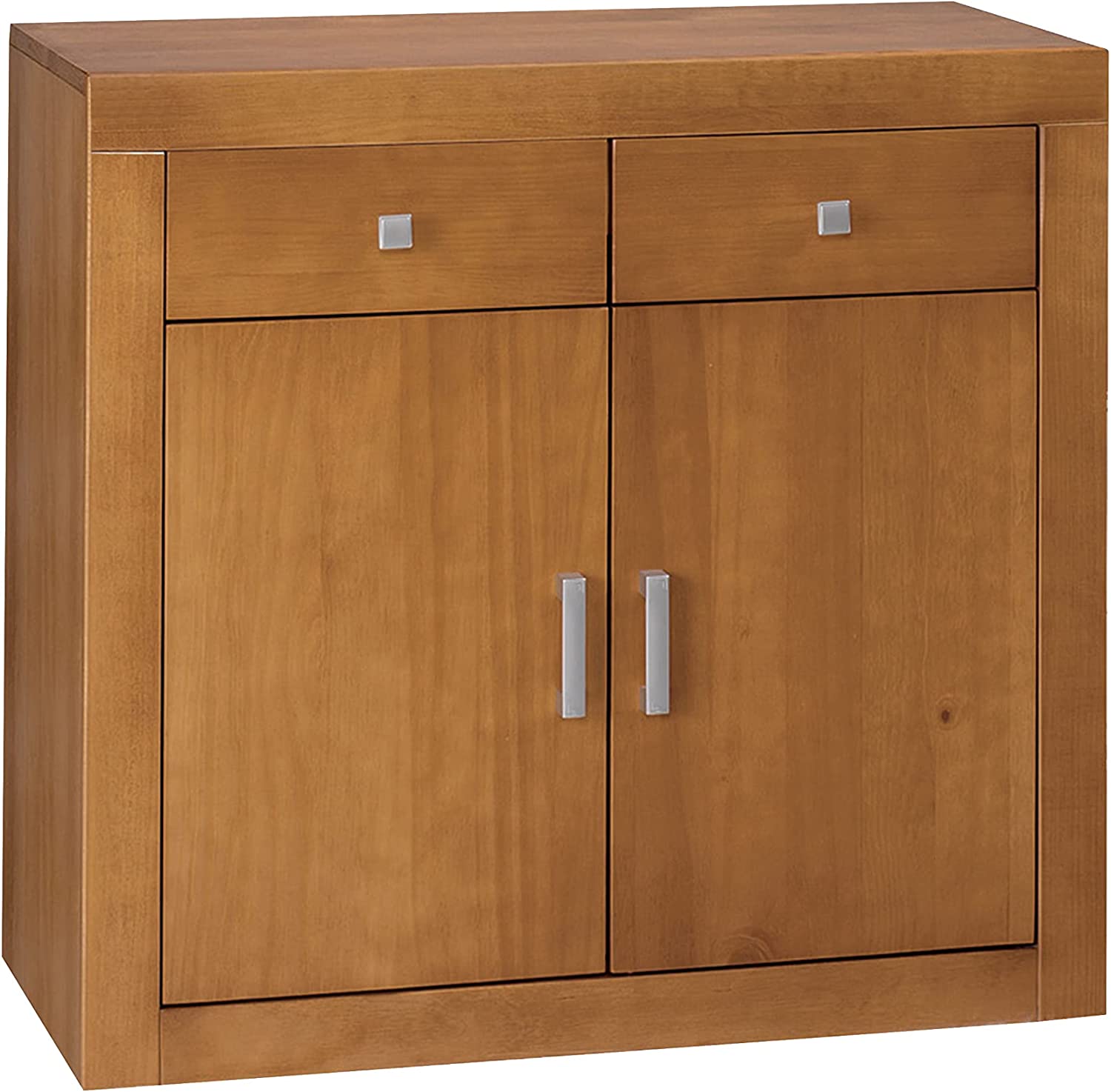 Buffet 2 portes,pin massif , couleur cerisier, mesure 86x91x42 cm ...