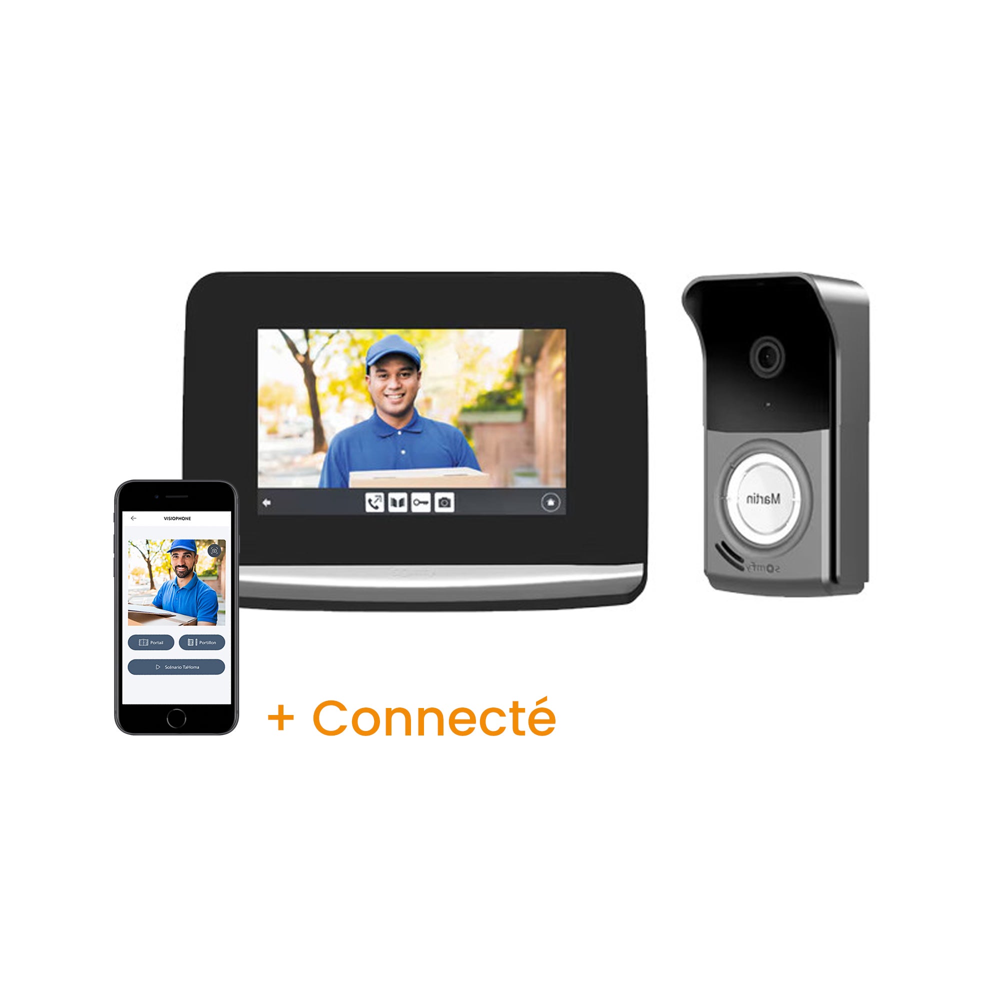 Visiophone connecté io Somfy V500 PRO, pose en Saillie + prise Secteur ...