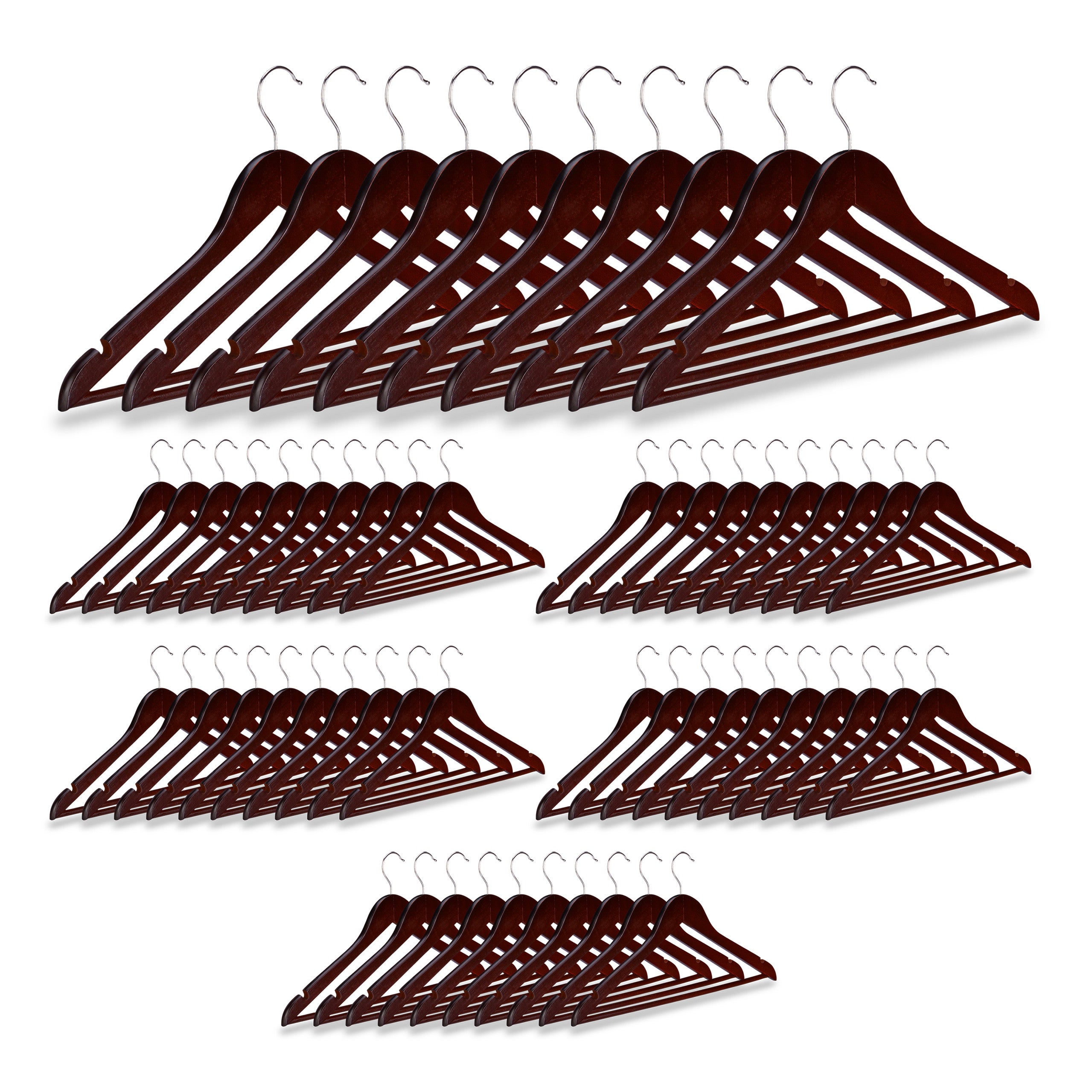 Pack 60 Perchas Ropa con Gancho Giratorio, Madera, Marrón, 44,5 cm de ...