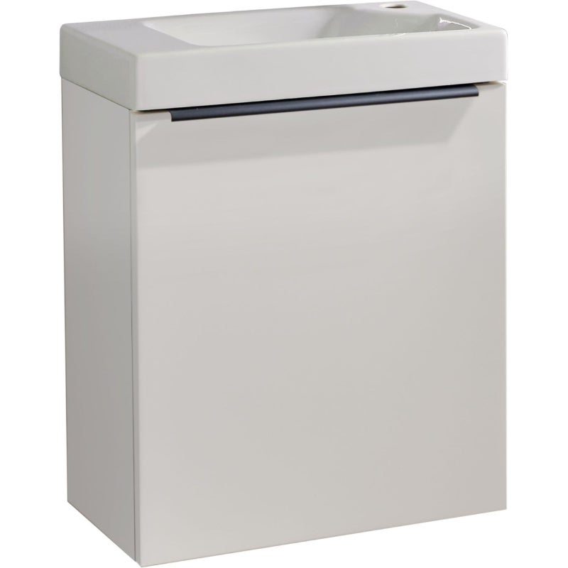 Meuble Blanc mat Solo avec poignée noire et lave-mains pour robinet à ...